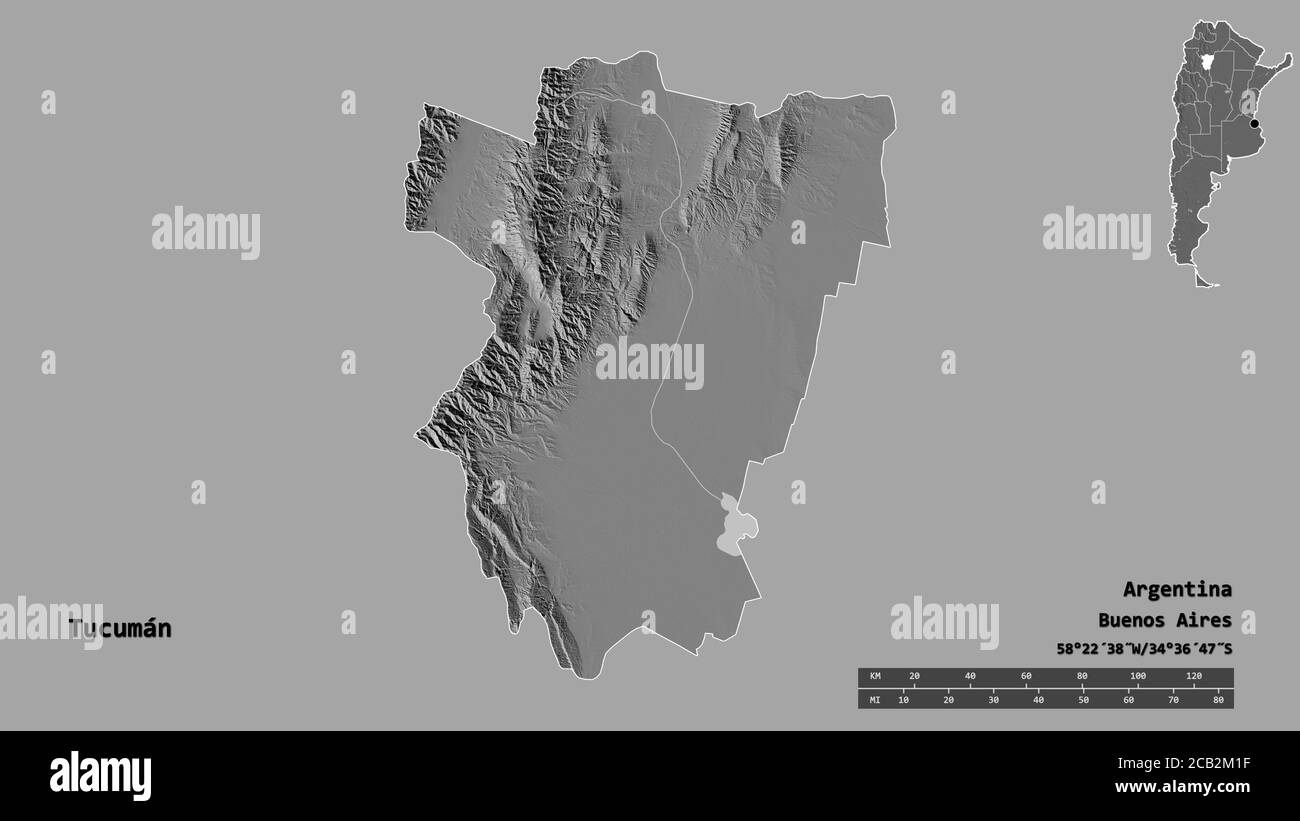 Shape of Tucumán, province of Argentina, with its capital isolated on ...
