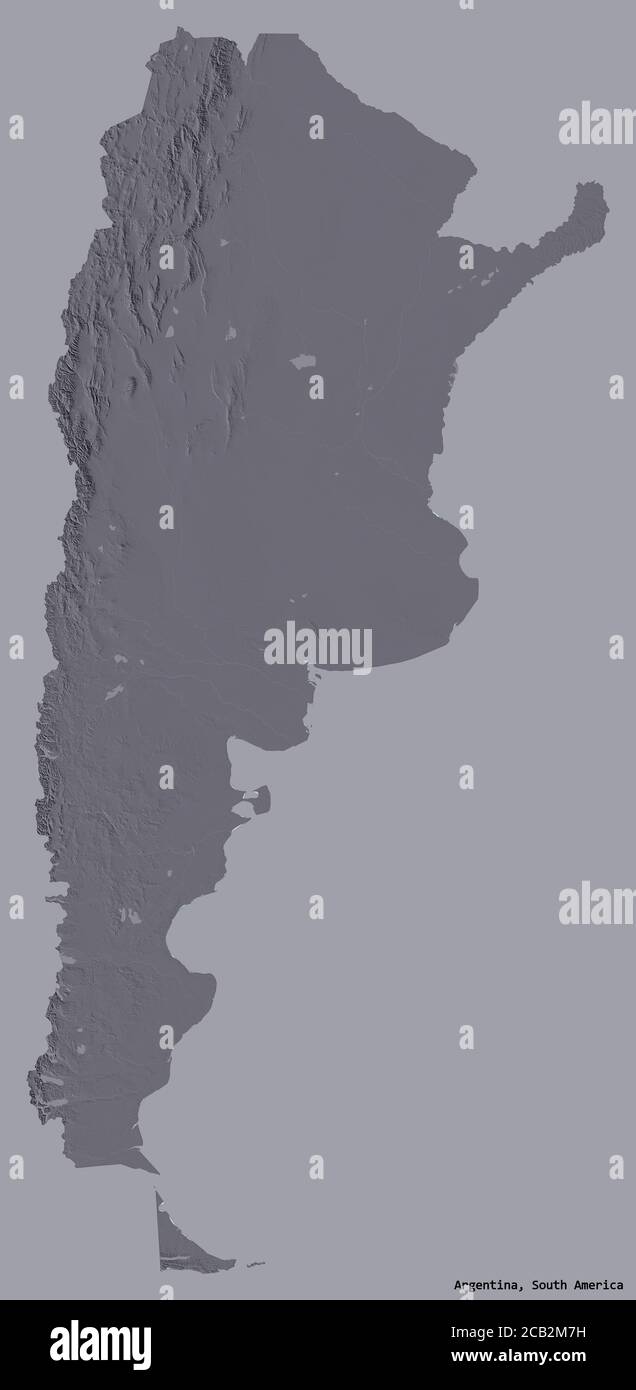 Shape of Argentina with its capital isolated on a solid color ...