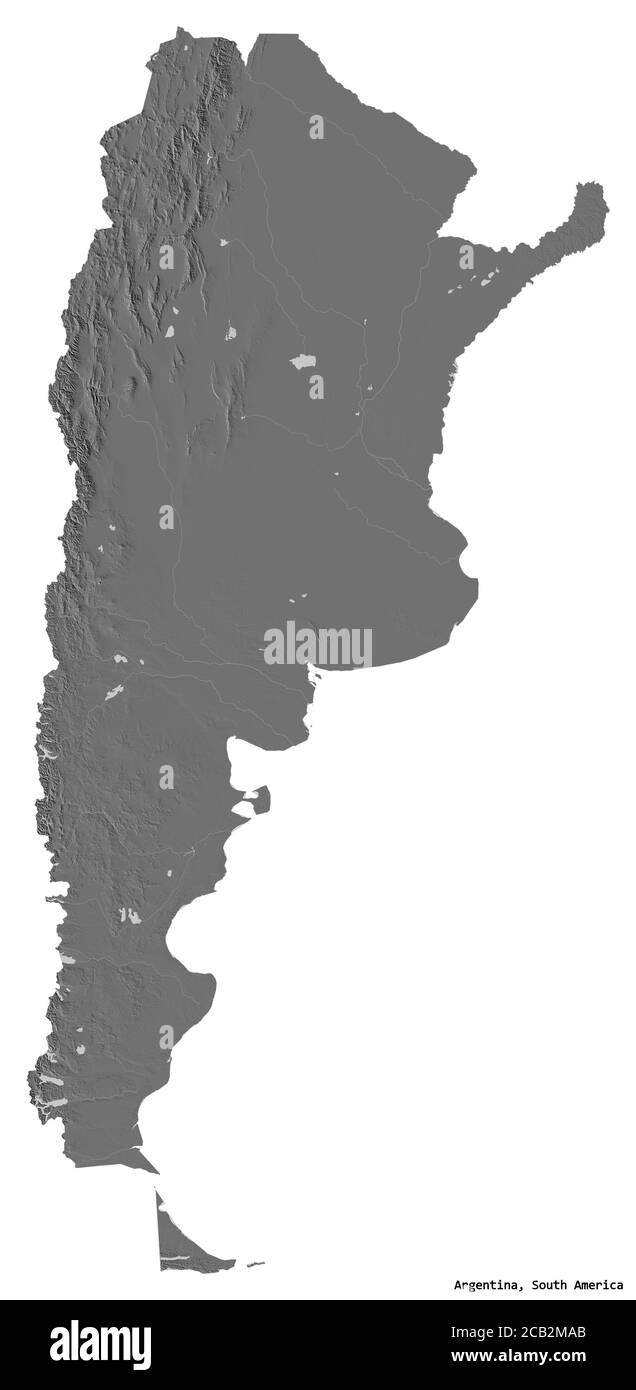 Shape of Argentina with its capital isolated on white background ...