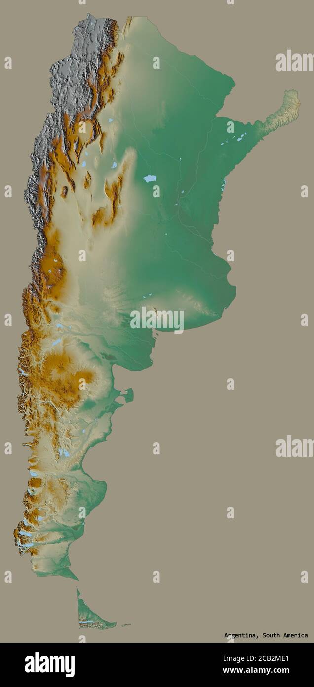 Shape of Argentina with its capital isolated on a solid color ...
