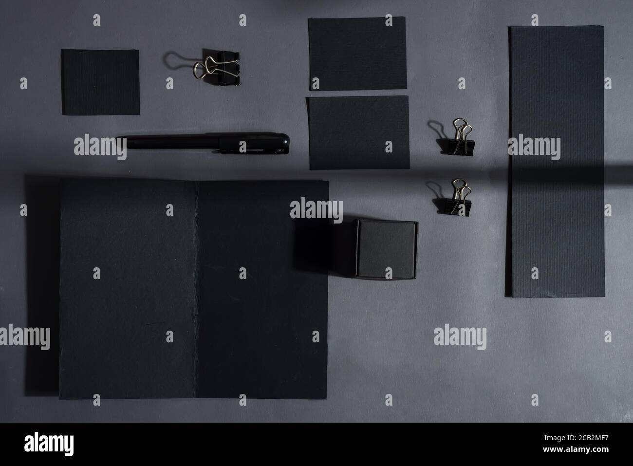 Mock-up black brochure and set for your creativity Stock Photo - Alamy