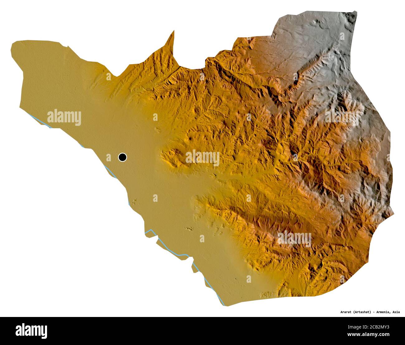 Shape of Ararat, province of Armenia, with its capital isolated on ...