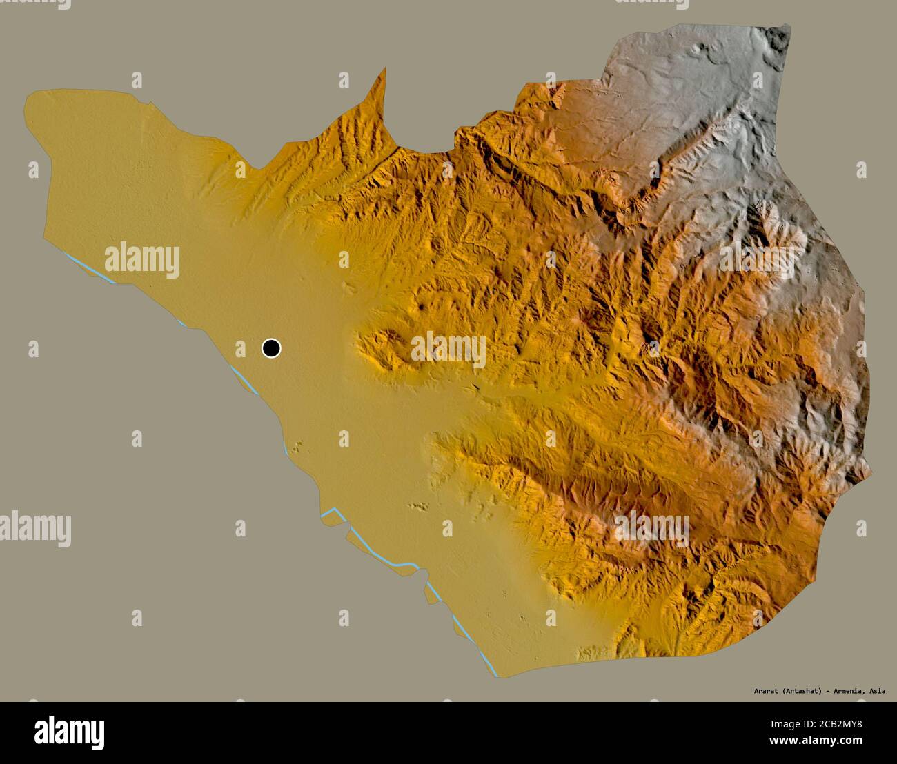 Shape of Ararat, province of Armenia, with its capital isolated on a ...