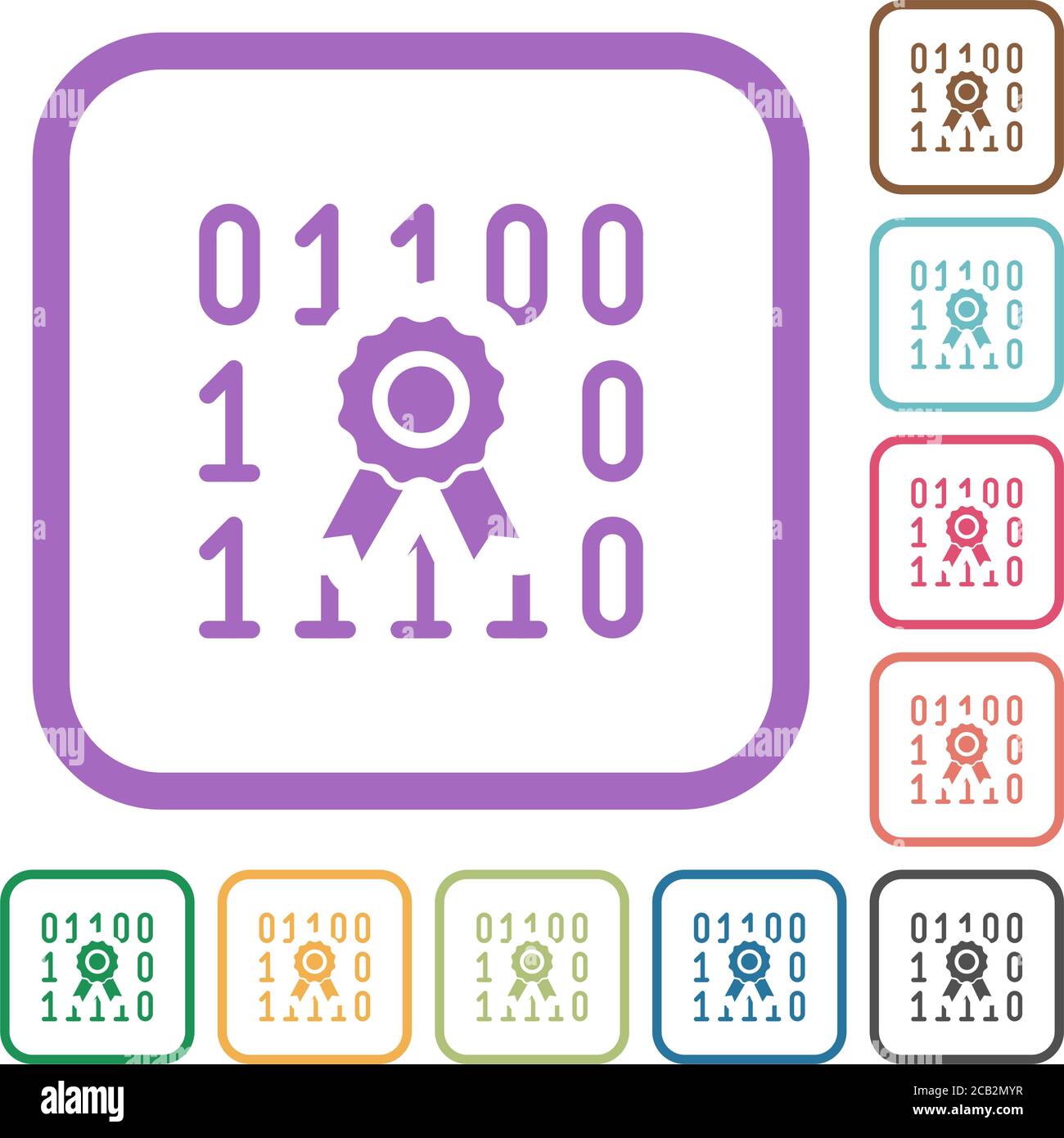 Digital certificate simple icons in color rounded square frames on white background Stock Vector ...