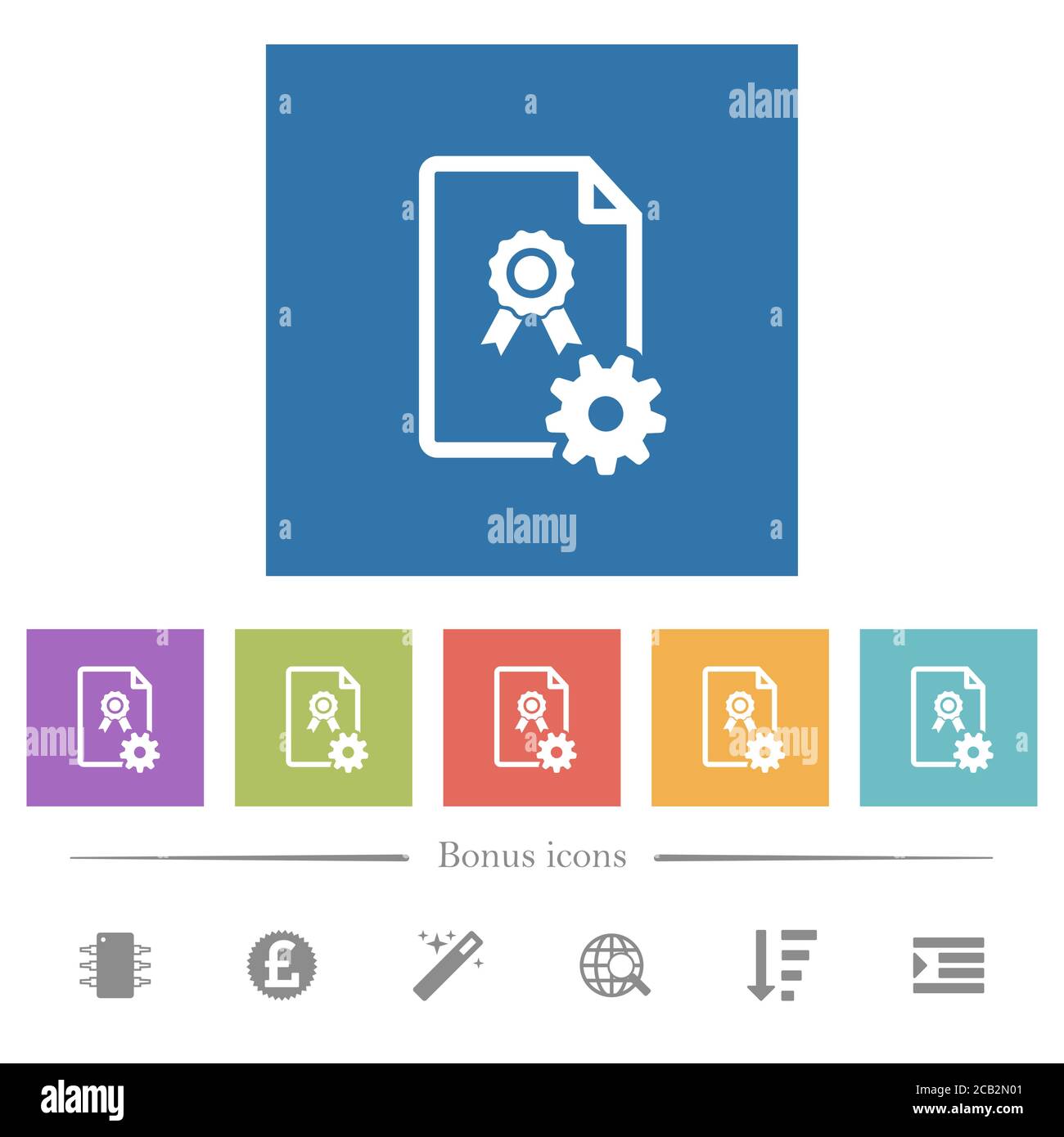 Generating certificate flat white icons in square backgrounds. 6 bonus ...