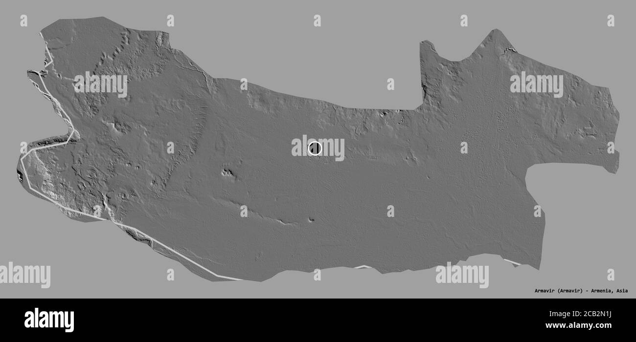 Shape of Armavir, province of Armenia, with its capital isolated on a ...