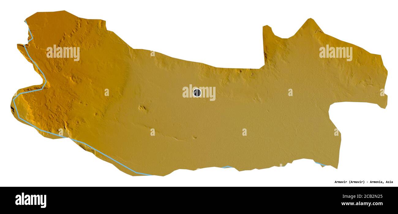 Shape of Armavir, province of Armenia, with its capital isolated on ...