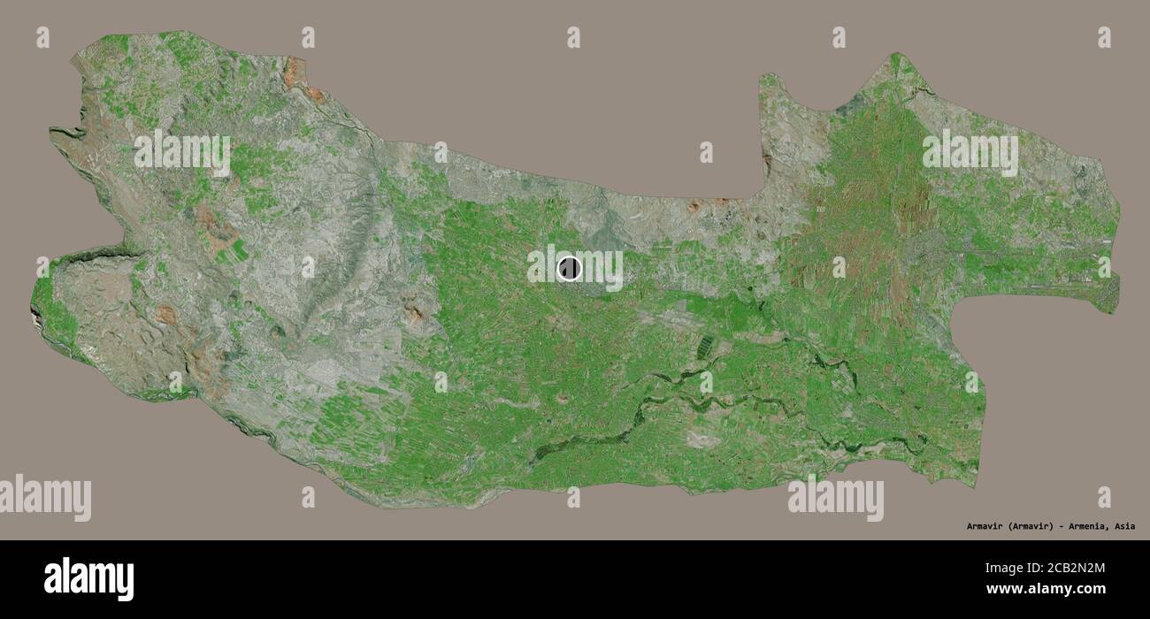 Shape of Armavir, province of Armenia, with its capital isolated on a ...