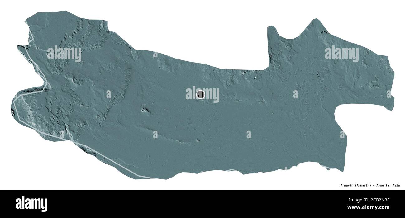 Shape of Armavir, province of Armenia, with its capital isolated on ...