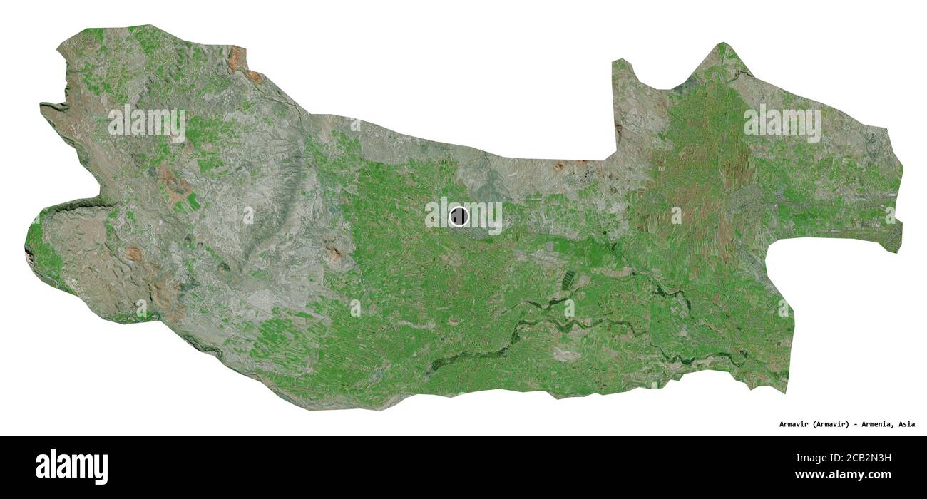 Shape of Armavir, province of Armenia, with its capital isolated on ...