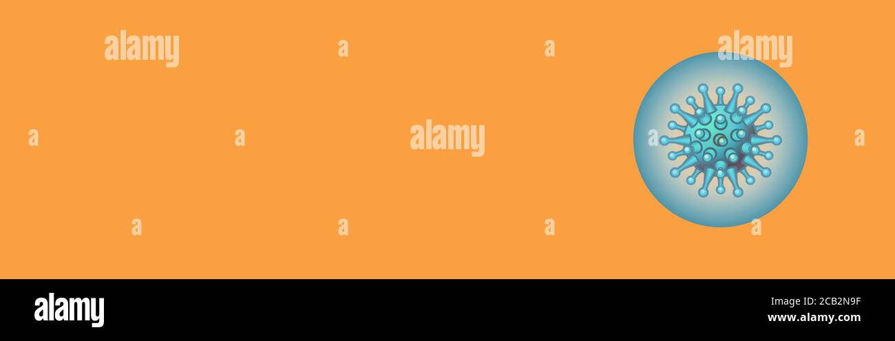 single virus on orange medical background, coronavirus illustration ...