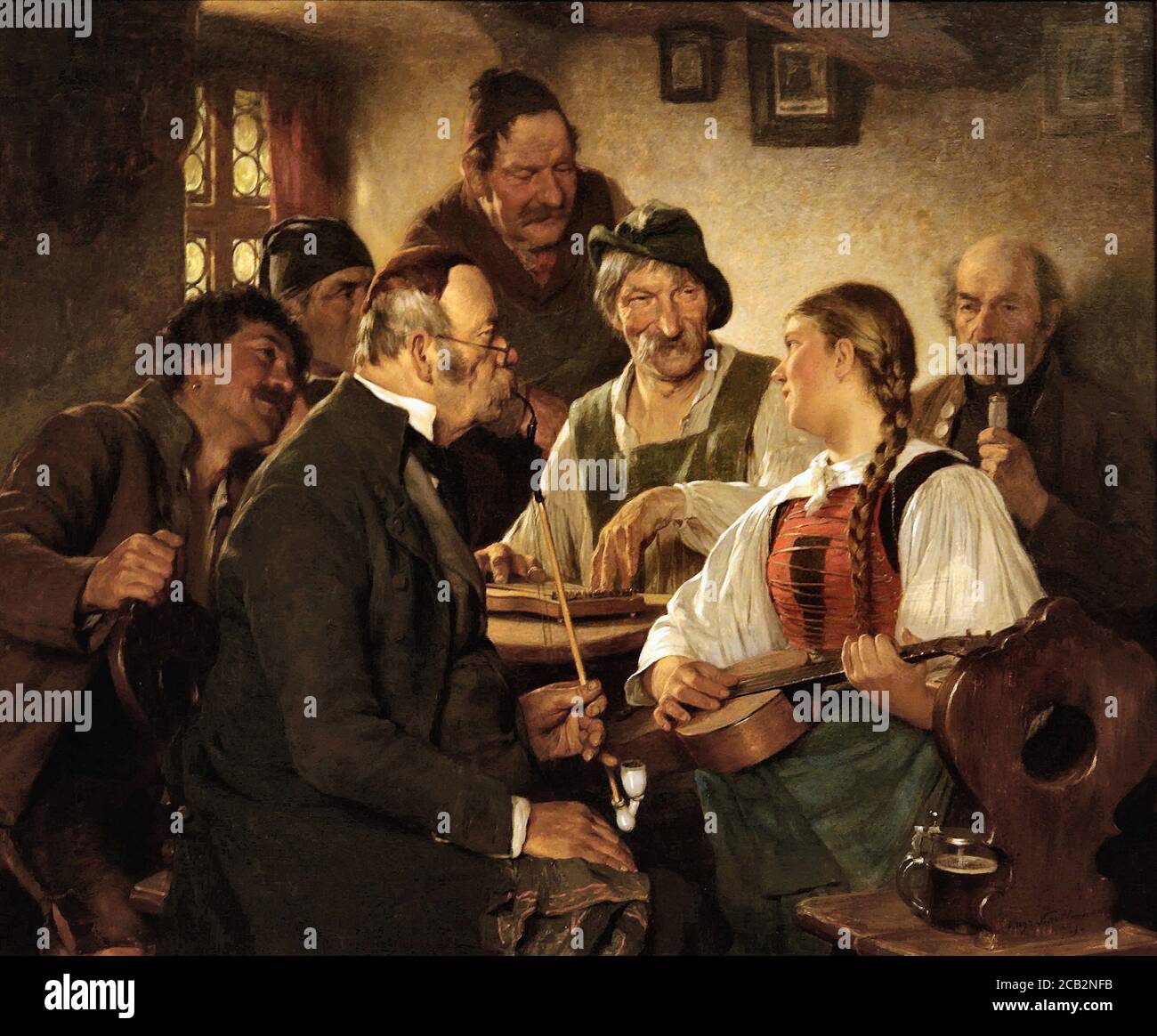 Kauffmann Hugo Wilhelm - the Zither Player - German School - 19th and ...