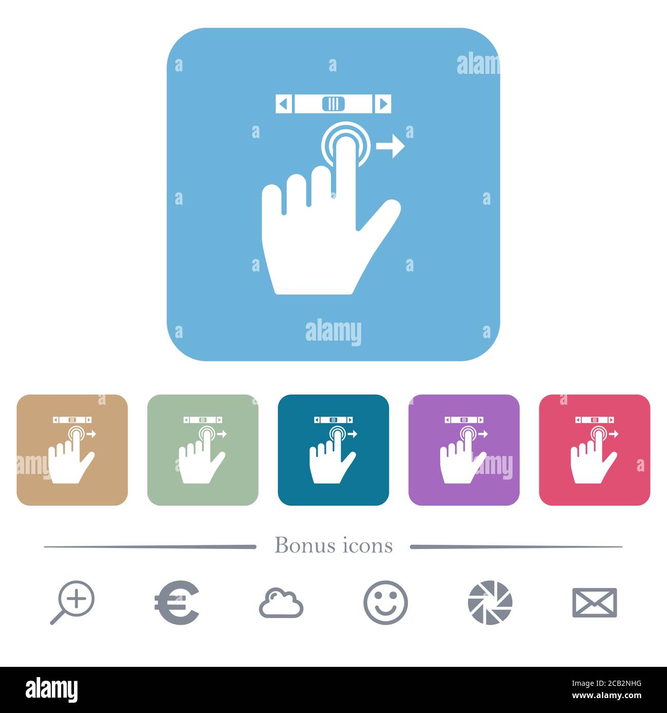 left handed scroll right gesture white flat icons on color rounded ...