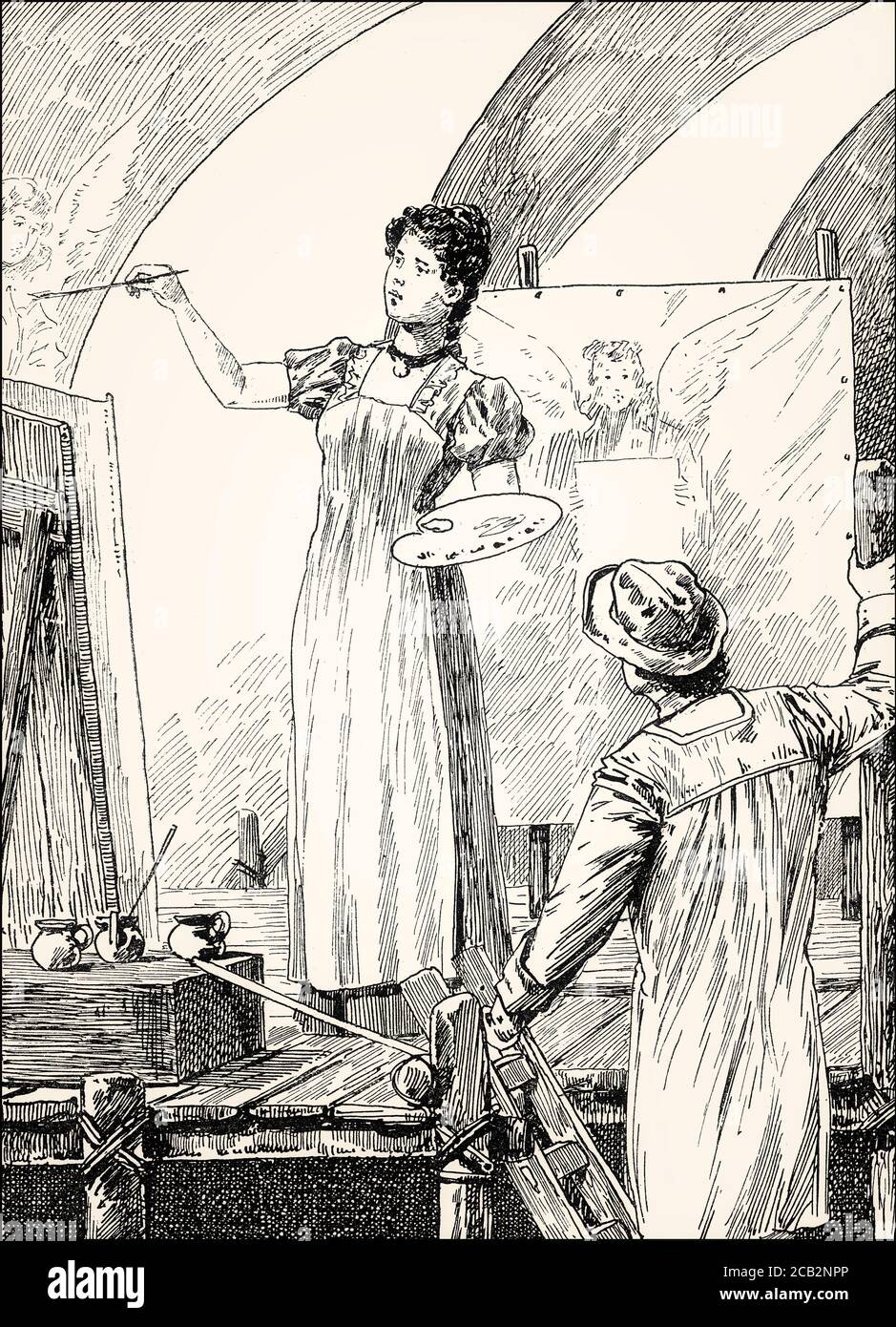 Ottilie and the architect, scene from the novel Elective Affinities ...