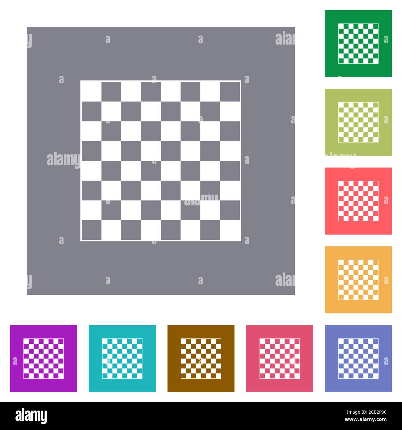Chess board flat icons on simple color square backgrounds Stock Vector ...