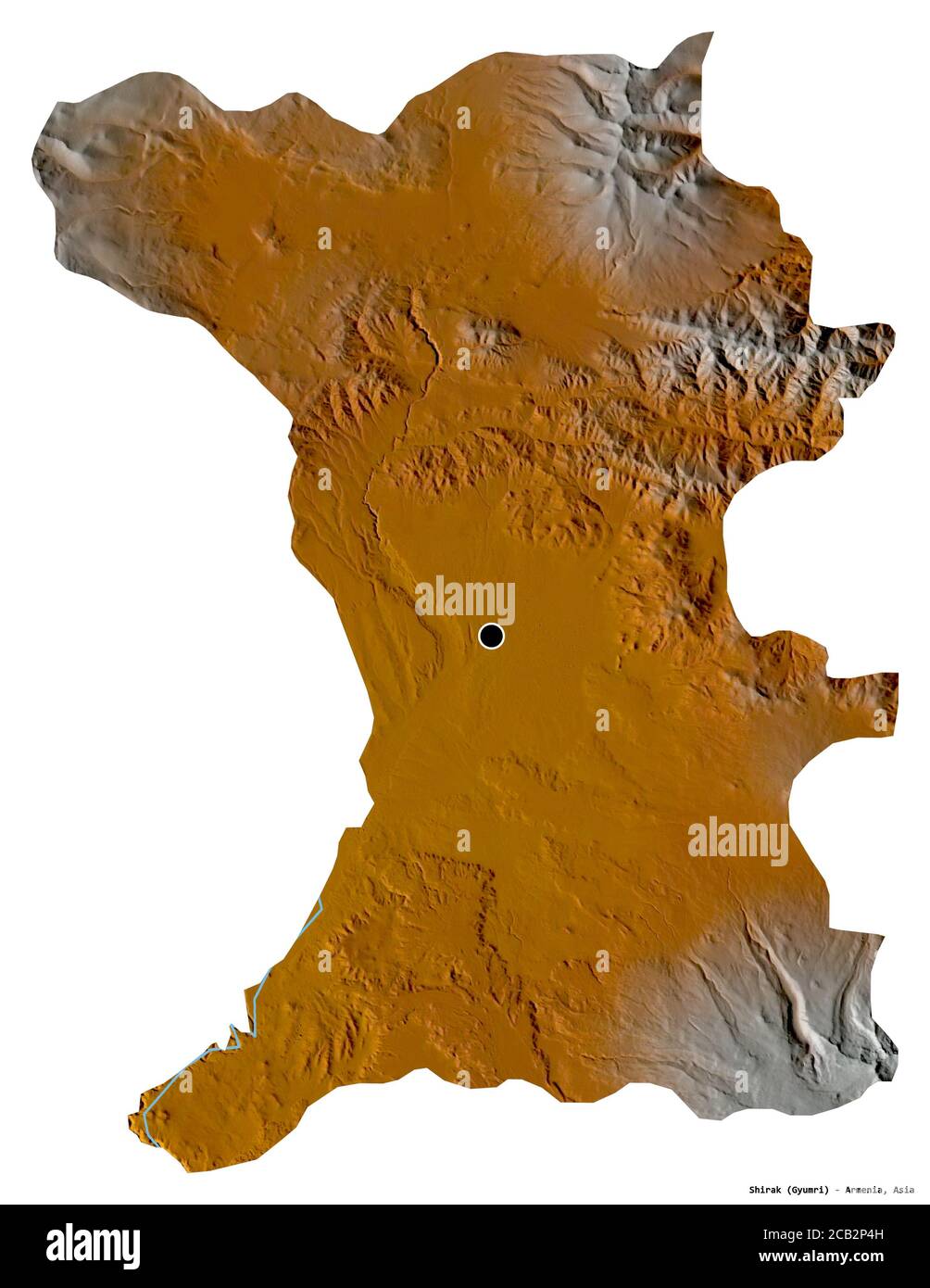 Shape of Shirak, province of Armenia, with its capital isolated on ...