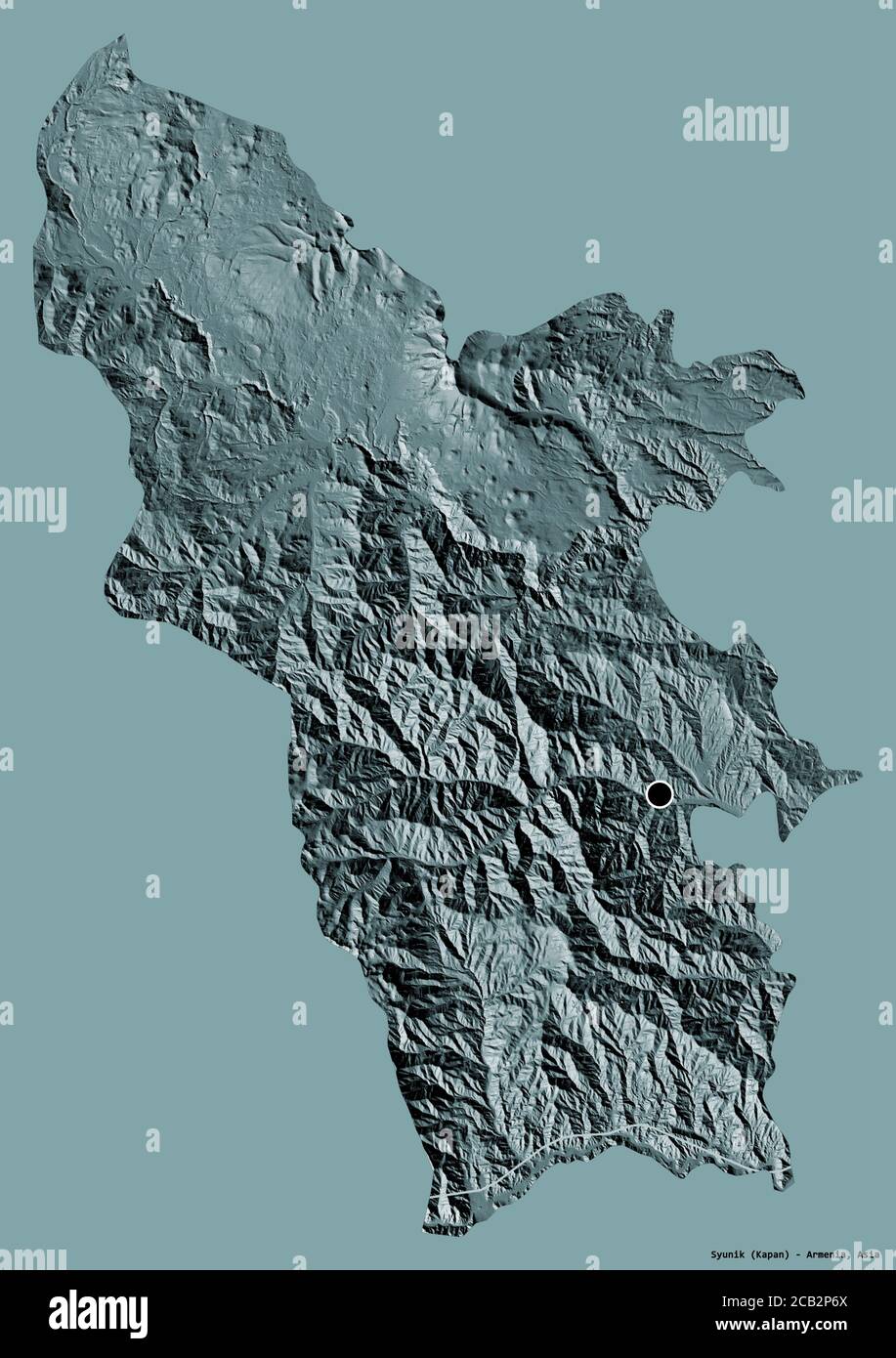 Shape of Syunik, province of Armenia, with its capital isolated on a ...