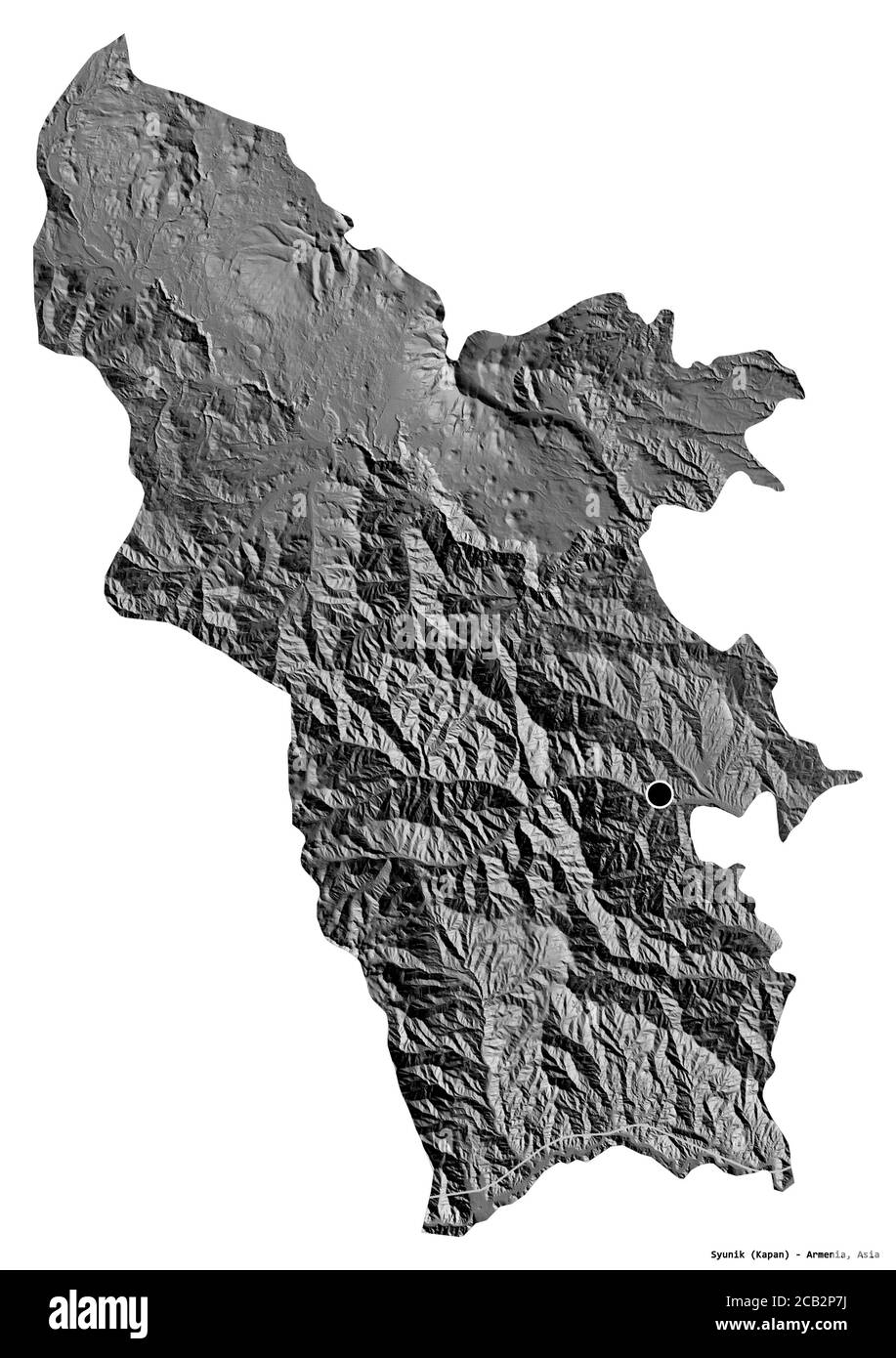 Shape of Syunik, province of Armenia, with its capital isolated on ...