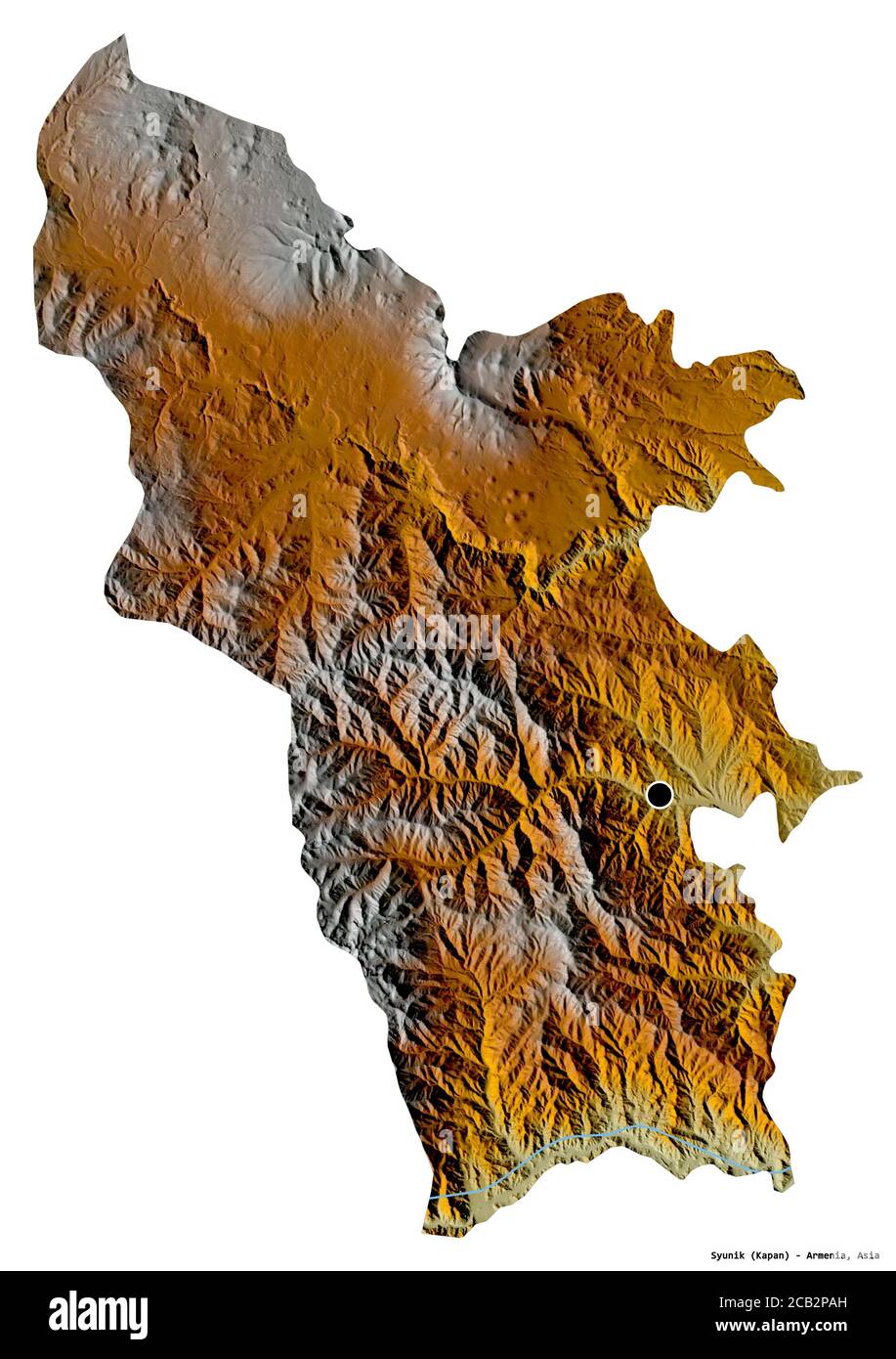 Shape of Syunik, province of Armenia, with its capital isolated on ...