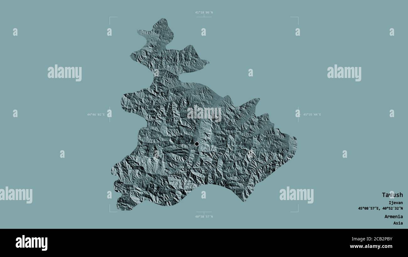 Area of Tavush, province of Armenia, isolated on a solid background in ...