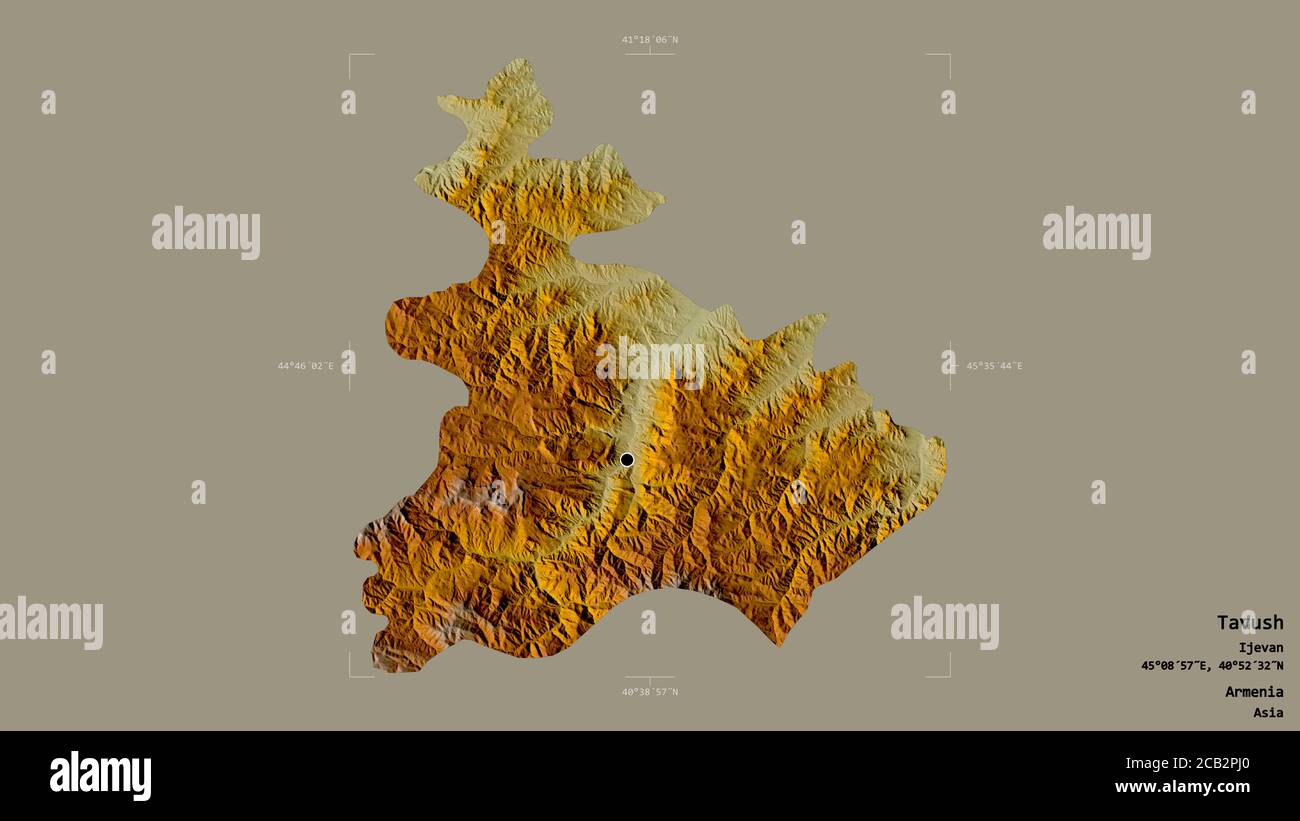 Area of Tavush, province of Armenia, isolated on a solid background in ...