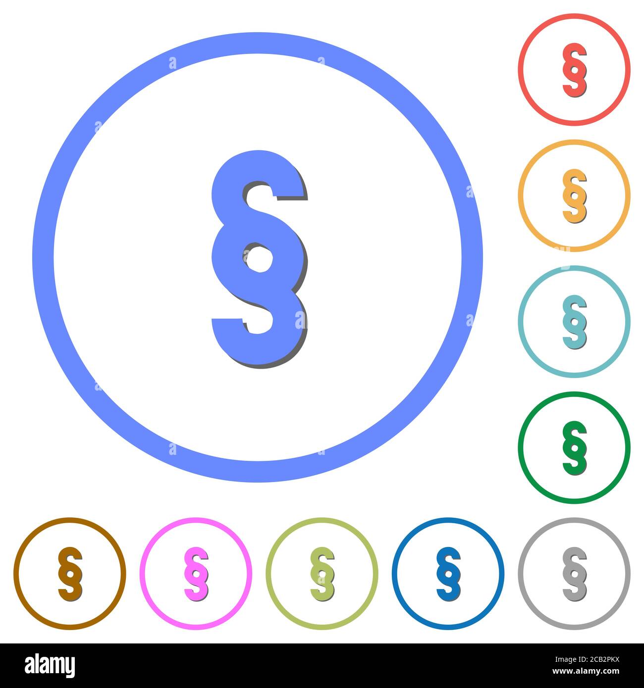 Paragraph symbol flat color vector icons with shadows in round outlines ...