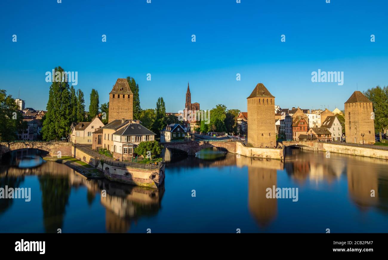Tourist area "Petite France" in Strasbourg, France and covered bridges ...