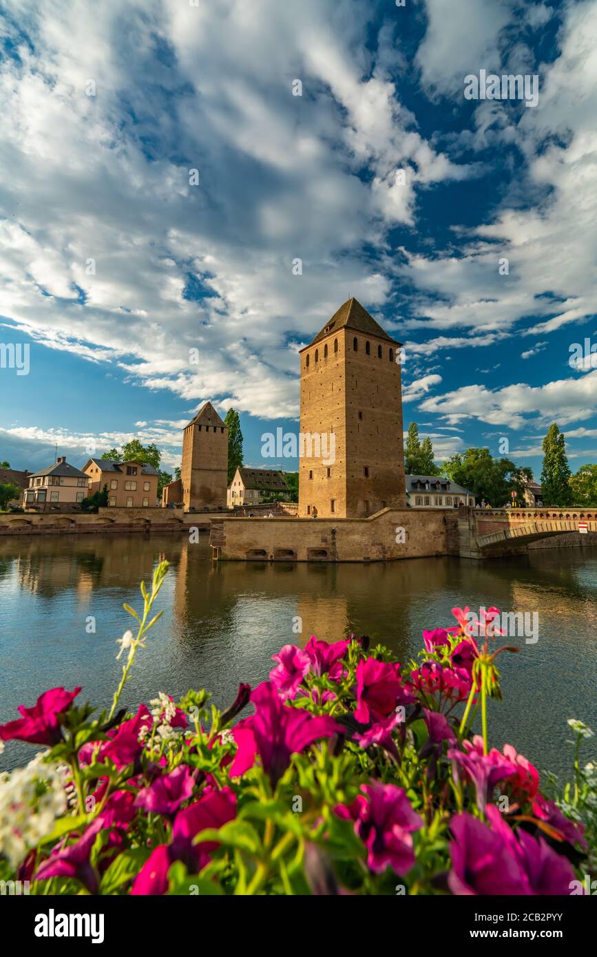 Tourist area "Petite France" in Strasbourg, France and covered bridges ...