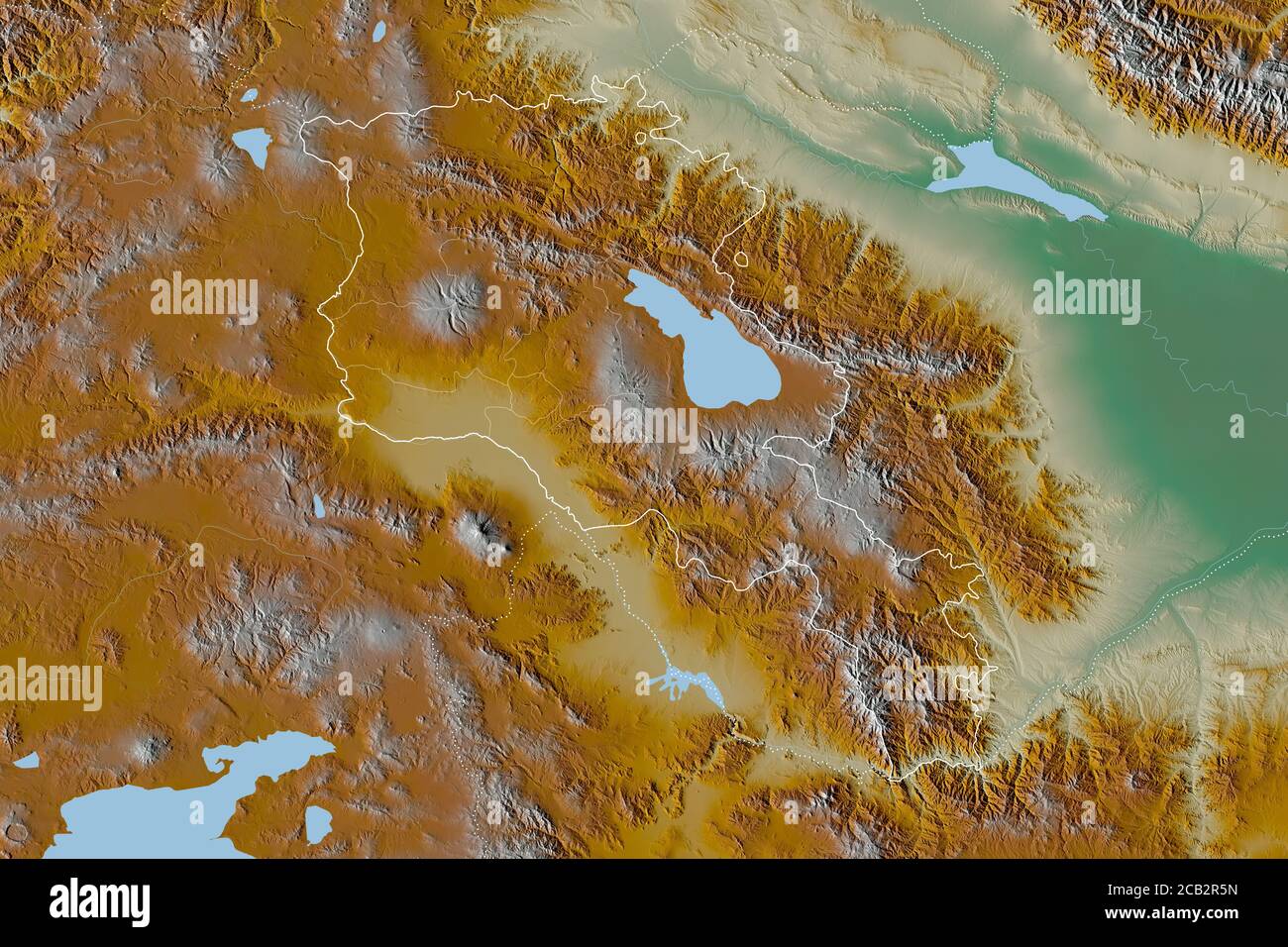 Extended area of Armenia with country outline, international and ...