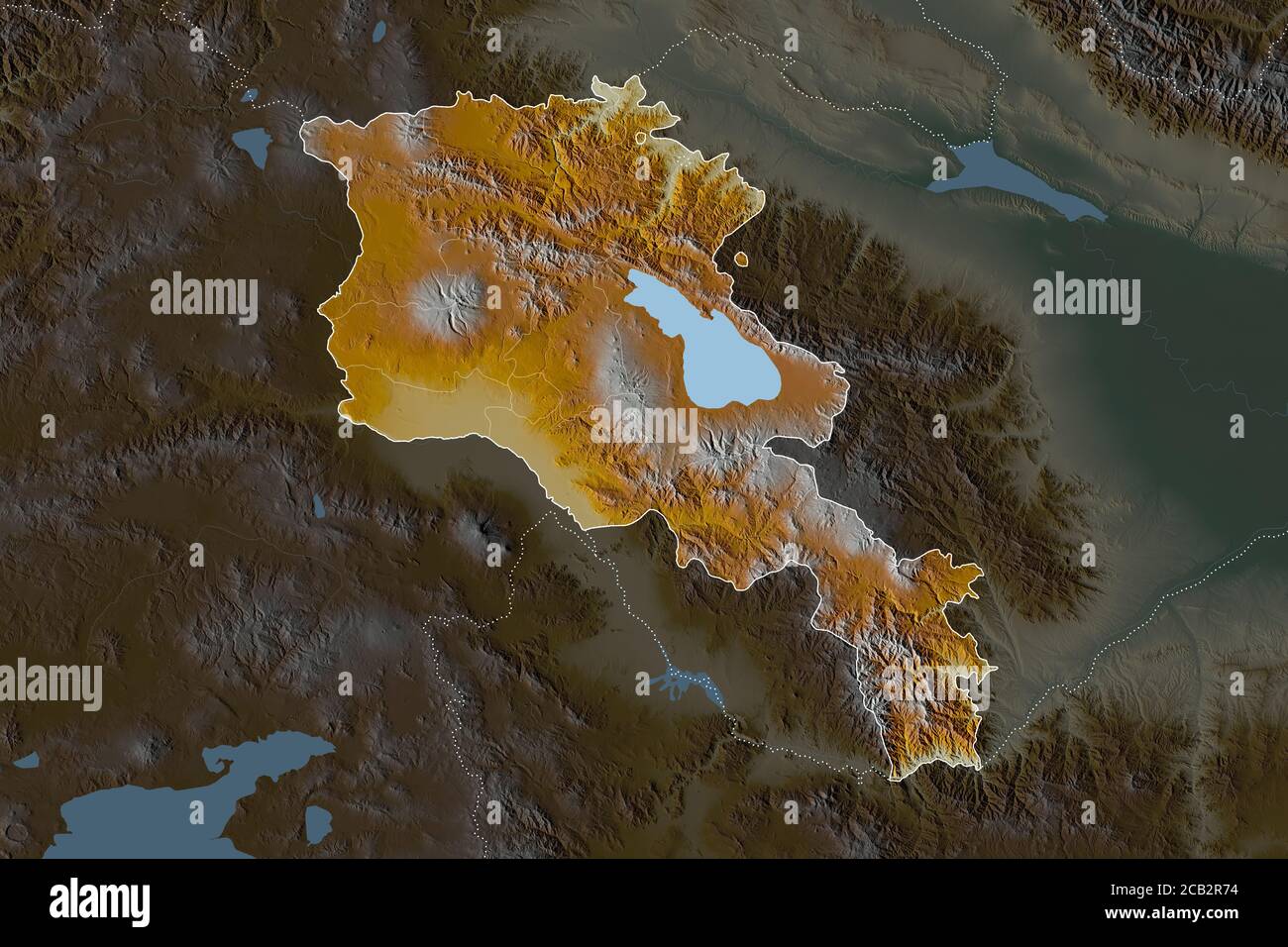 Shape of Armenia separated by the desaturation of neighboring areas ...