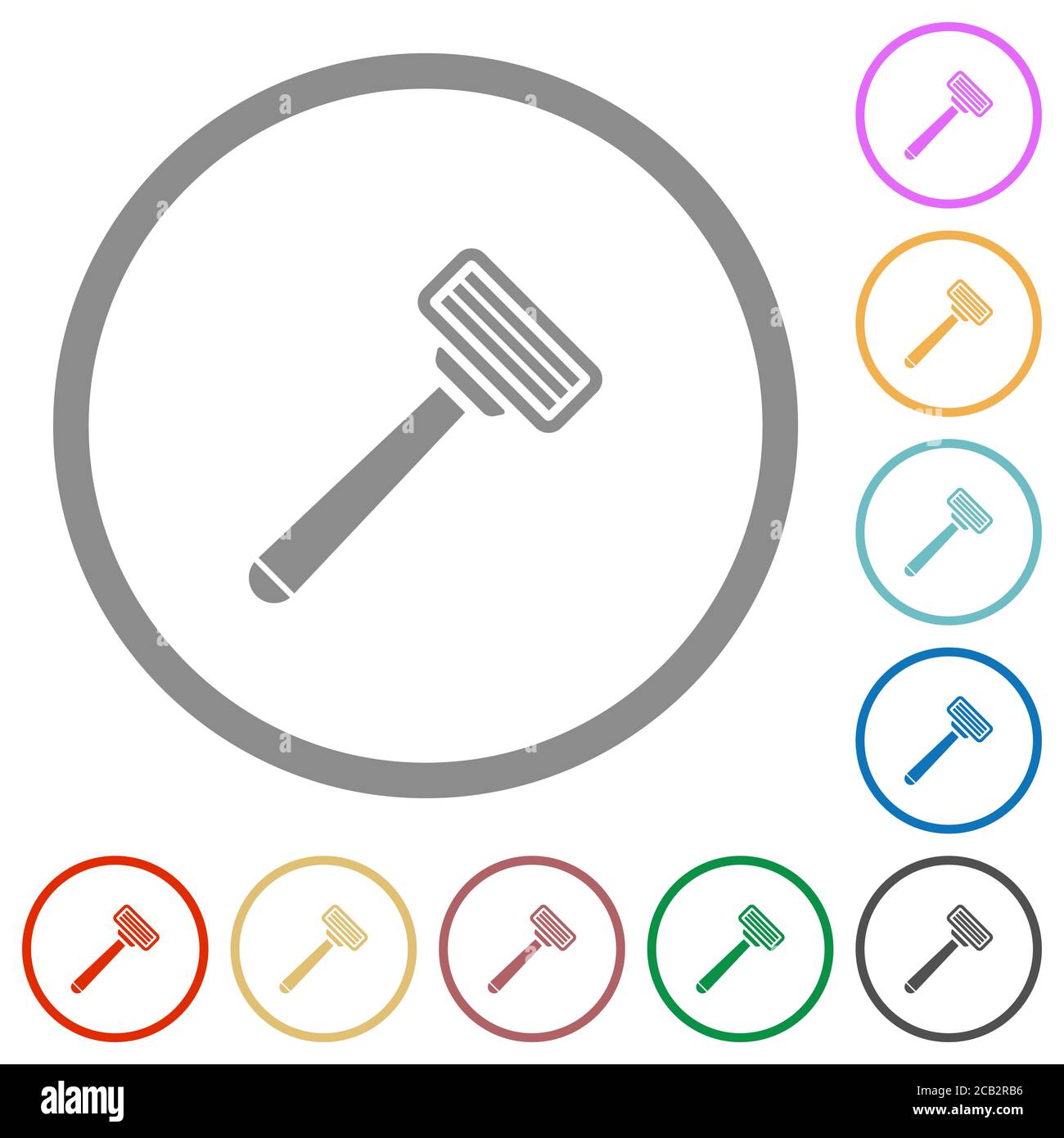 Razor flat color icons in round outlines on white background Stock ...