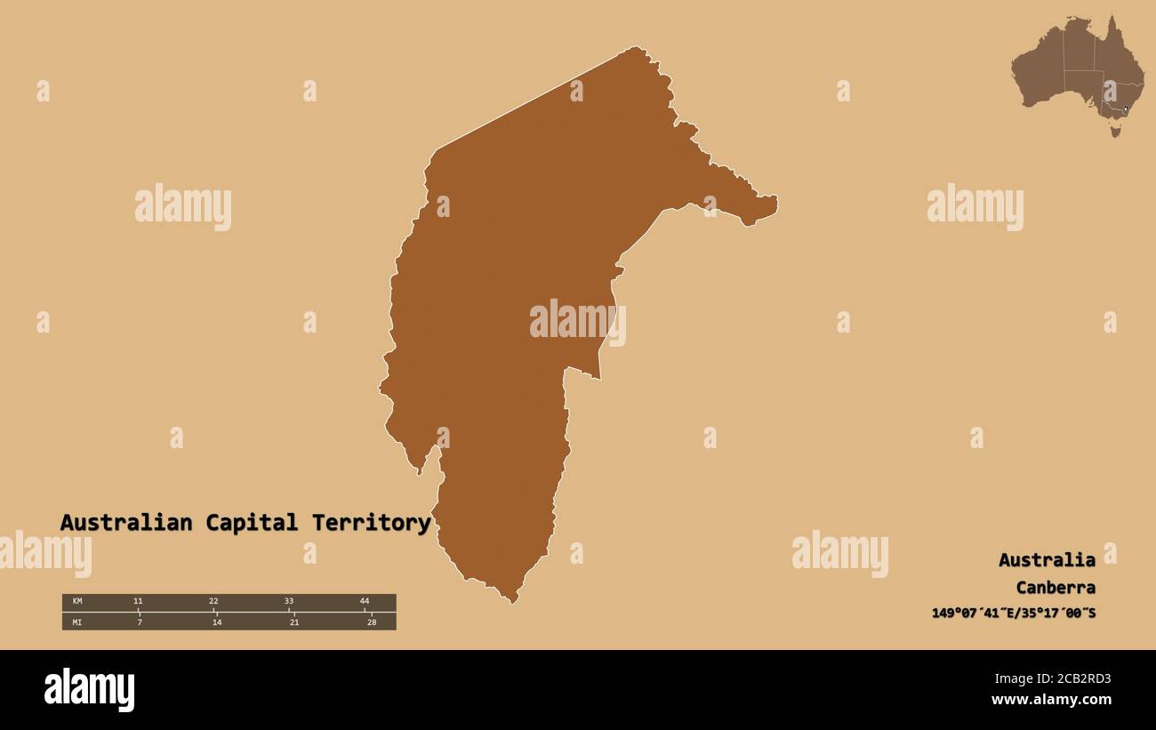 Shape of Australian Capital Territory, territory of Australia, with its ...