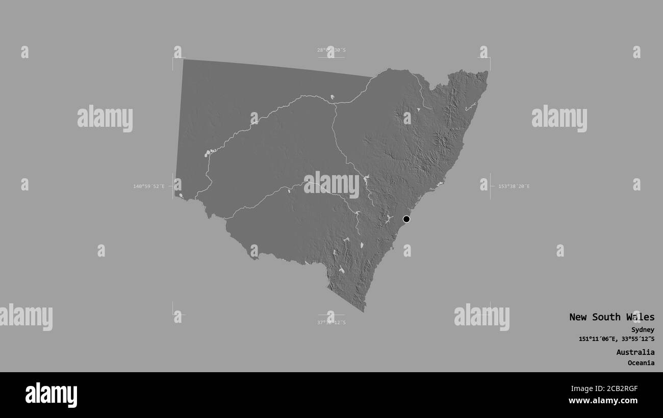 Area of New South Wales, state of Australia, isolated on a solid ...