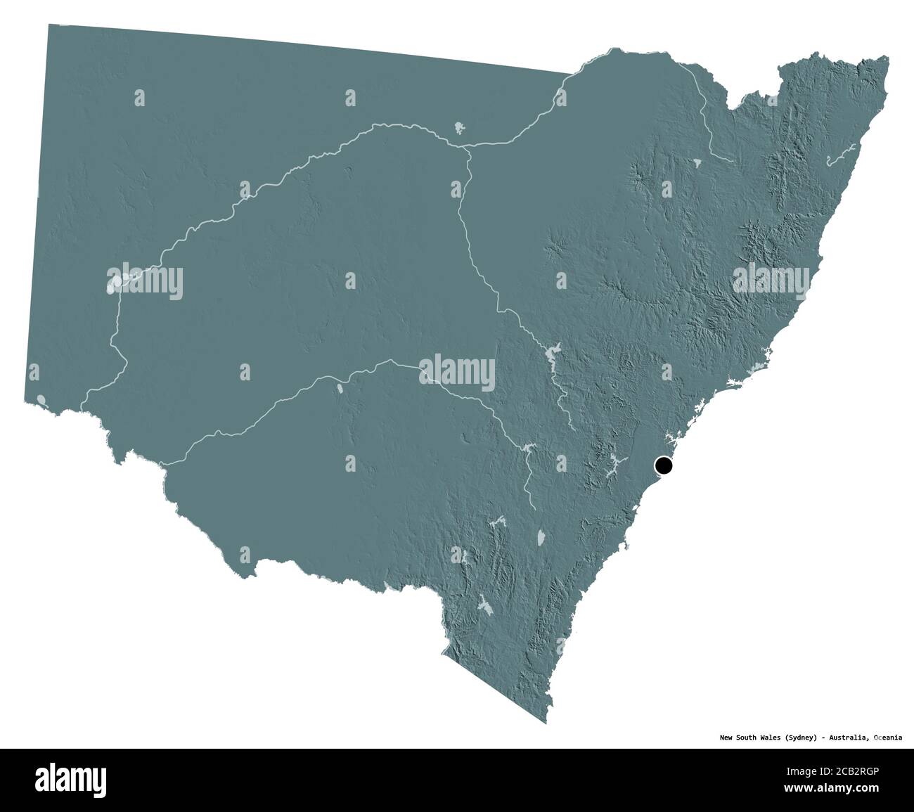 Shape of New South Wales, state of Australia, with its capital isolated ...