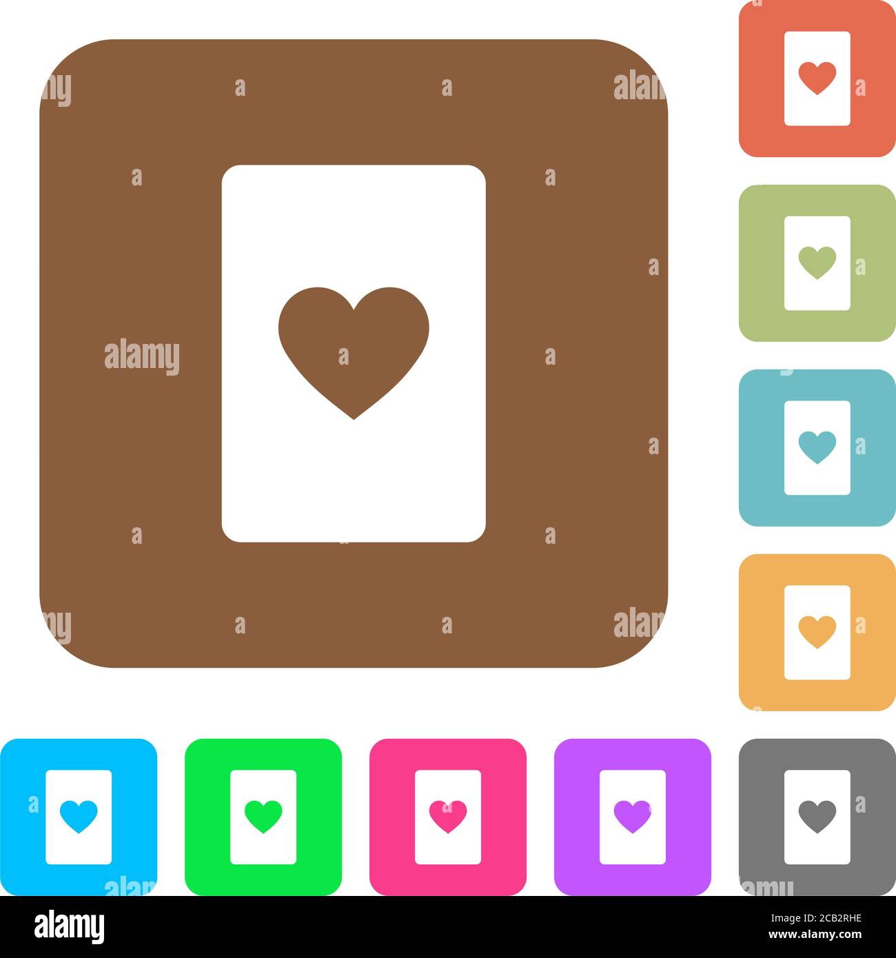 Heart card symbol flat icons on rounded square vivid color backgrounds ...