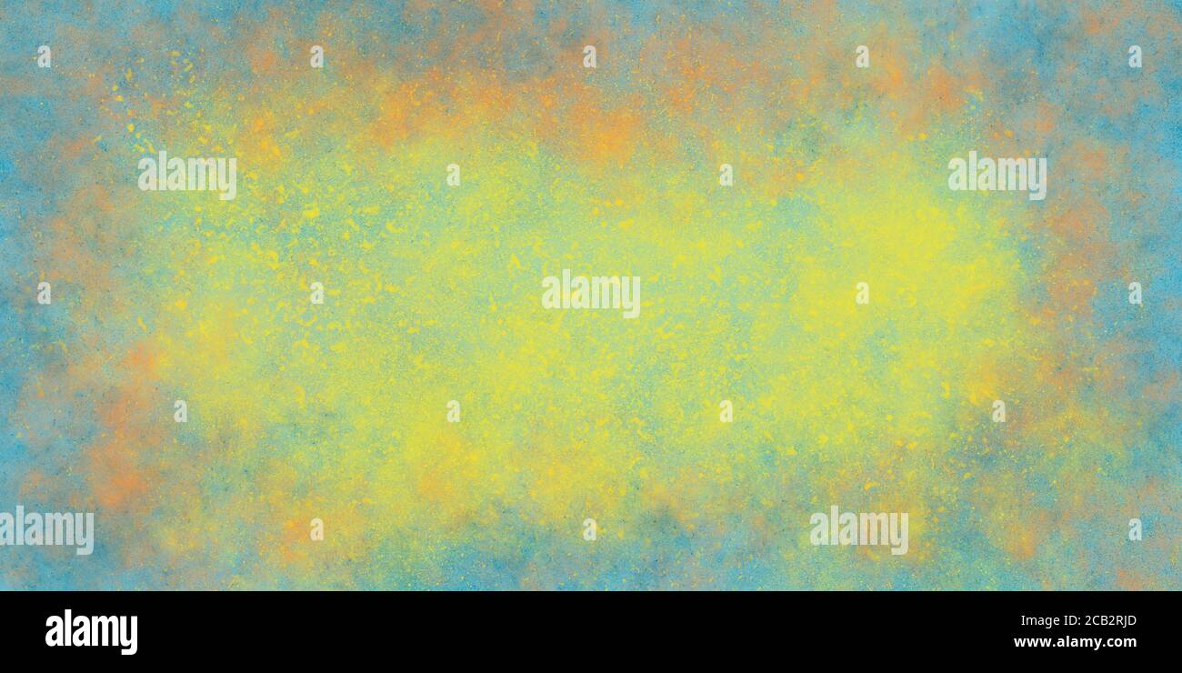 Bright three-color grunge background of shades: blue, yellow, orange ...