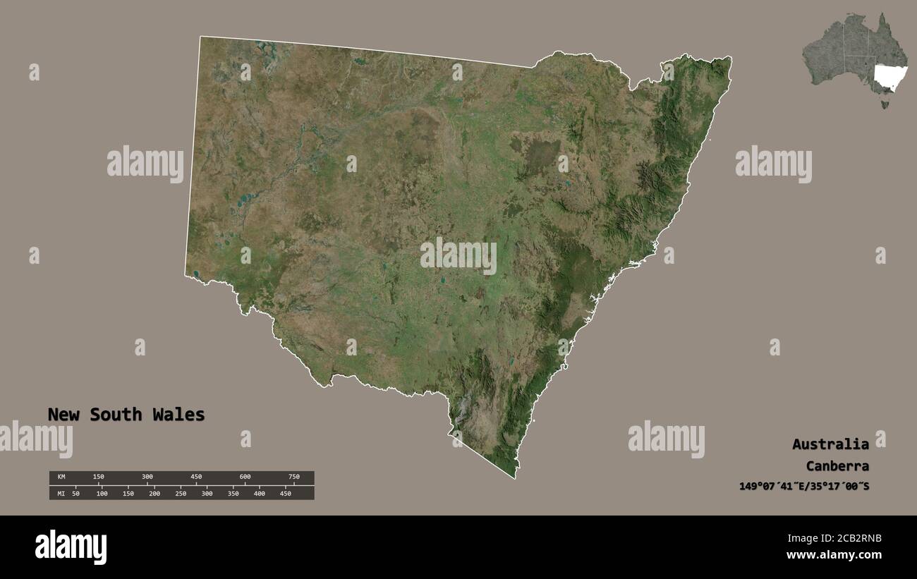 Shape of New South Wales, state of Australia, with its capital isolated ...