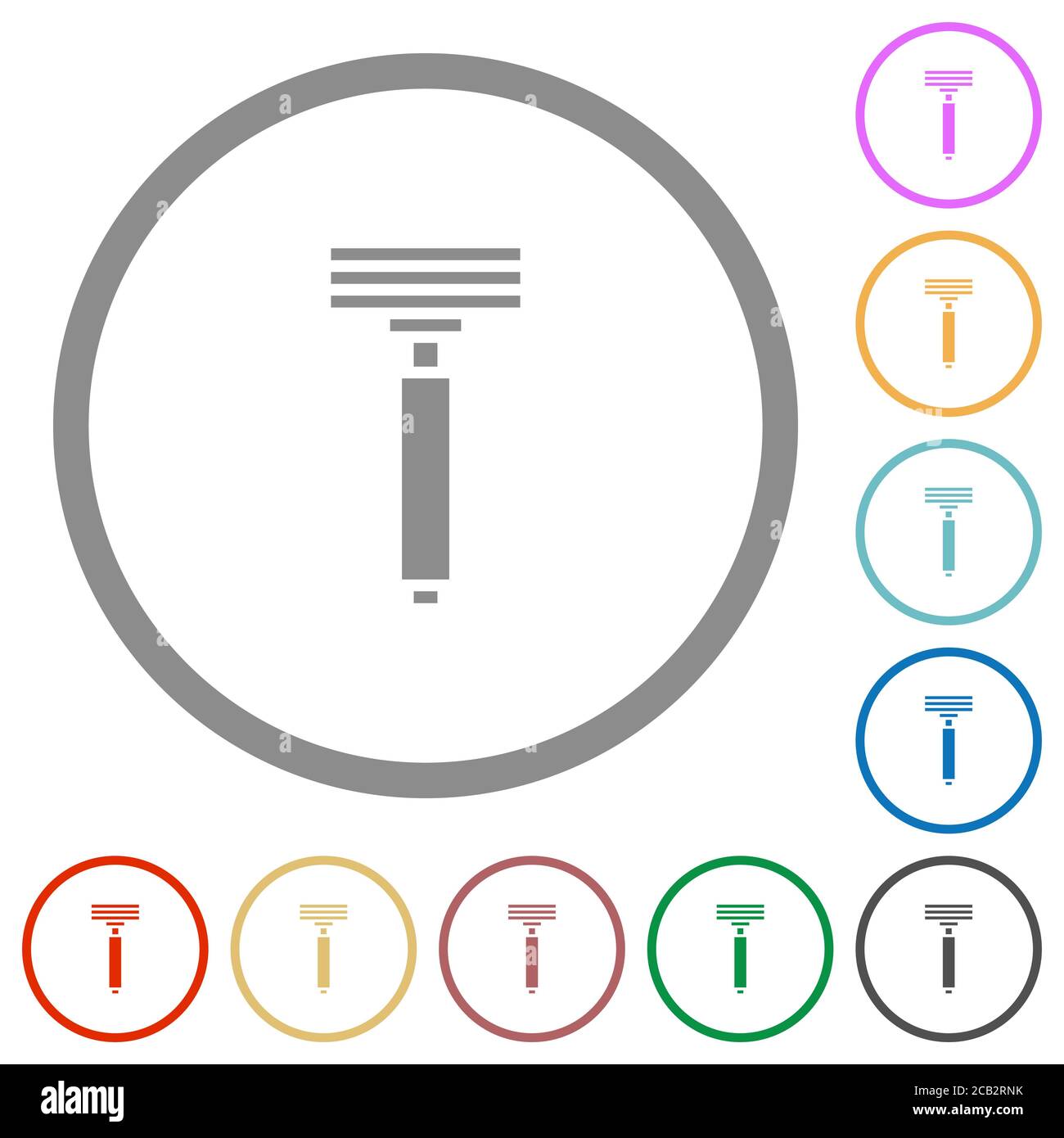 Razor flat color icons in round outlines on white background Stock ...