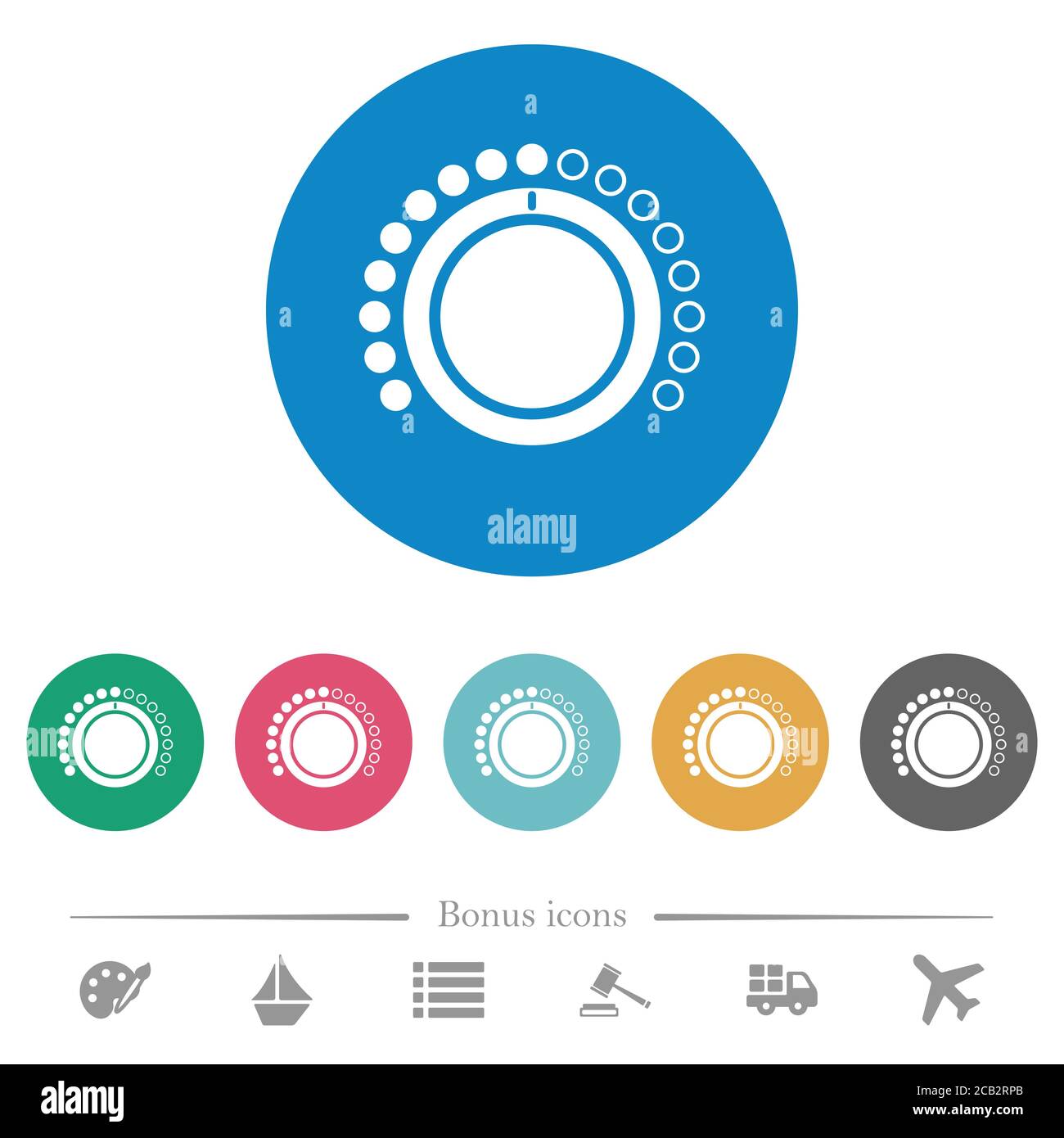 Volume control flat white icons on round color backgrounds. 6 bonus icons included Stock Vector ...