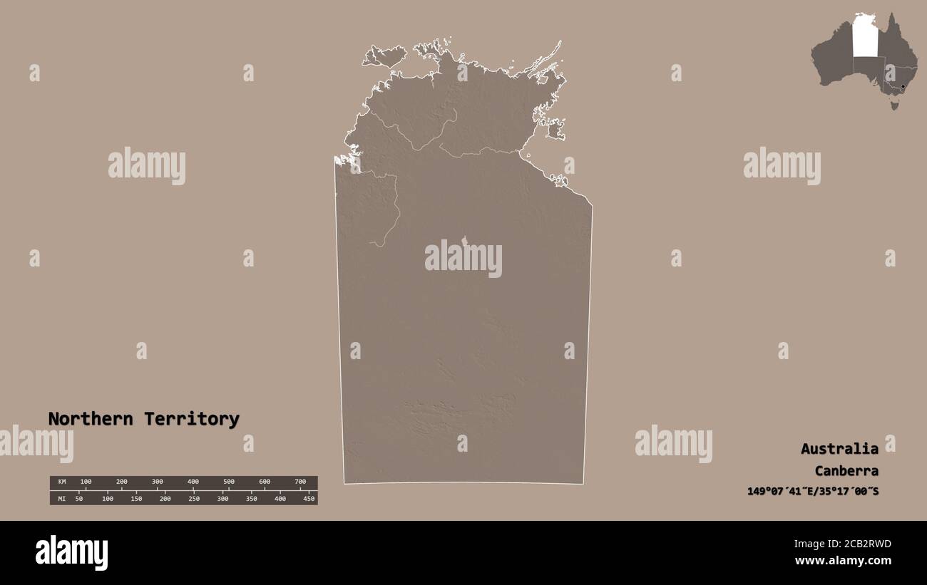 Shape of Northern Territory, territory of Australia, with its capital ...