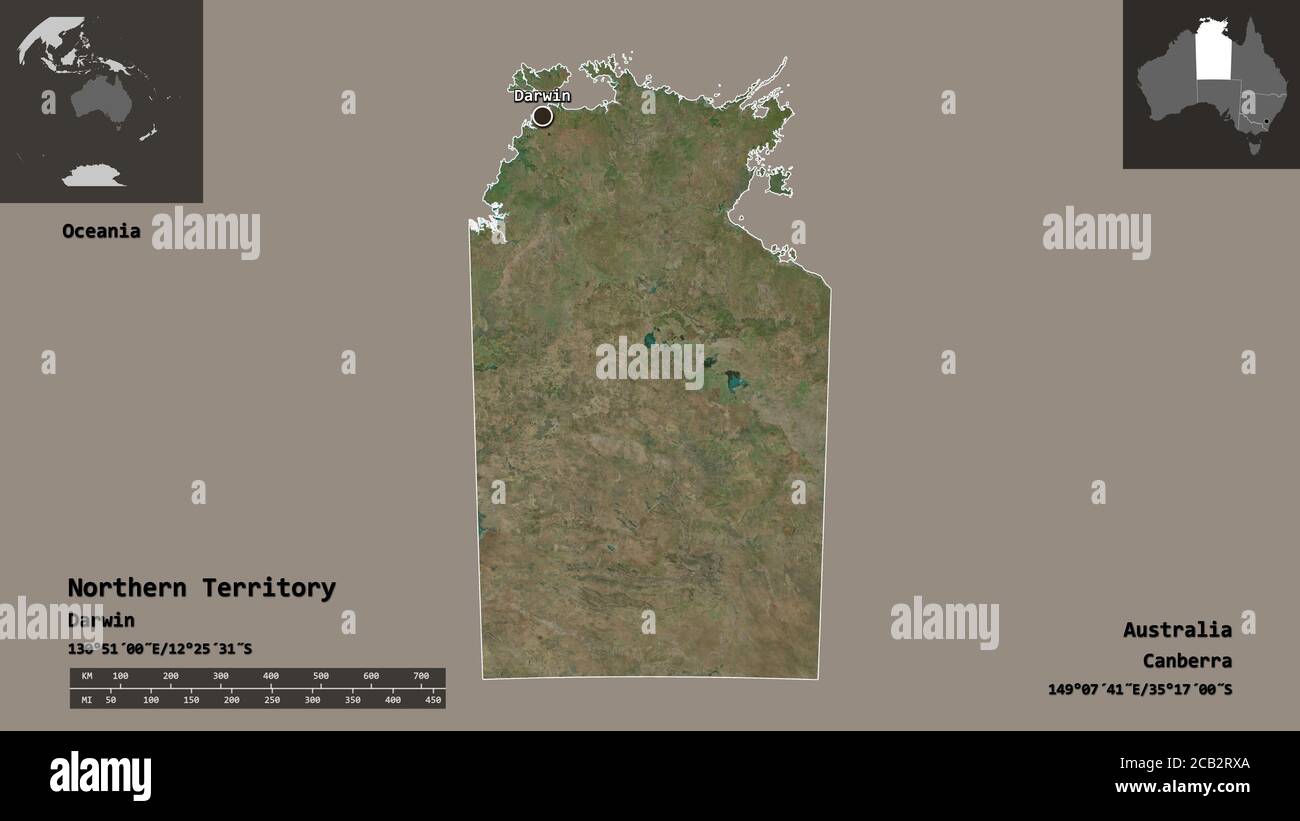 Shape of Northern Territory, territory of Australia, and its capital ...