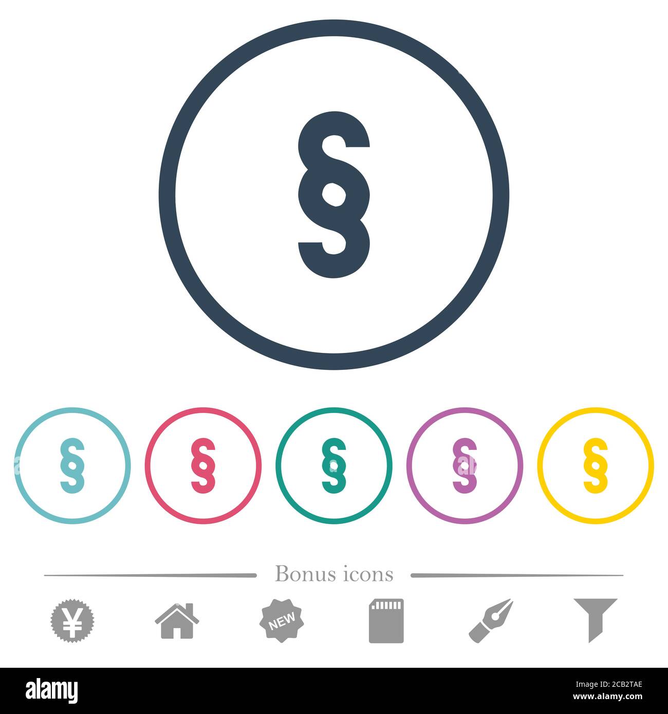 Paragraph symbol flat color icons in round outlines. 6 bonus icons ...