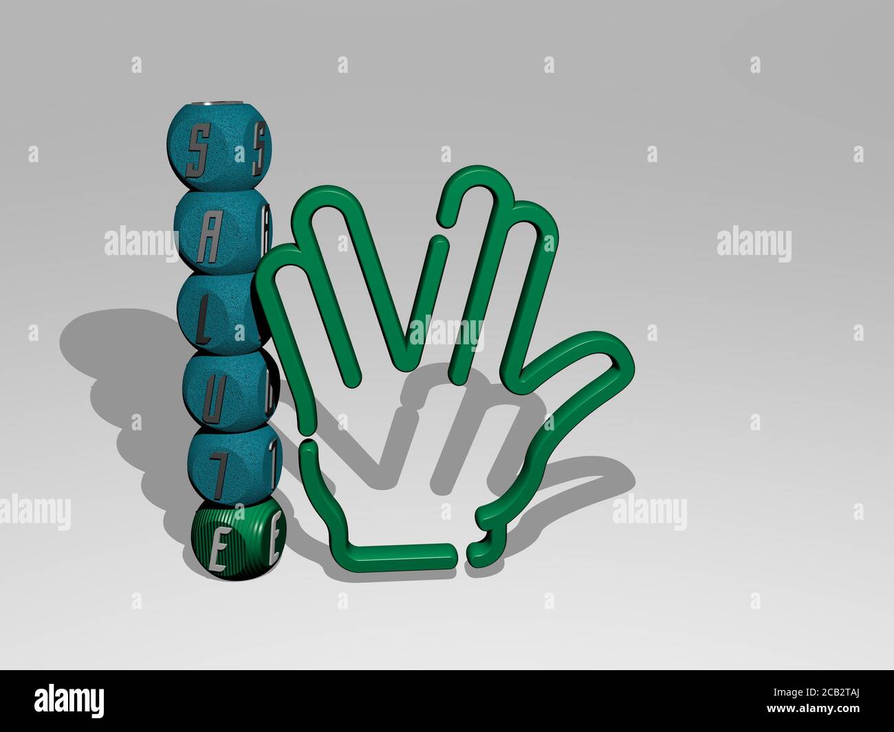 SALUTE 3D icon and dice letter text. 3D illustration. background and ...