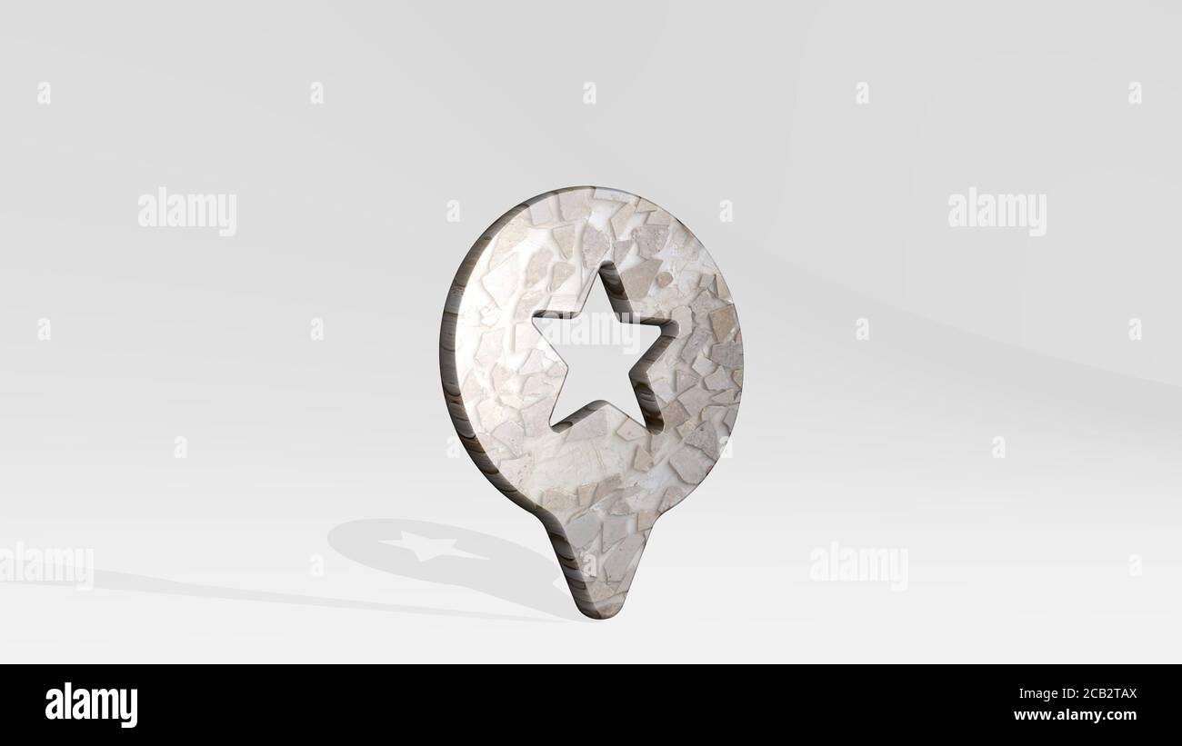 style one pin star 3D icon standing on the floor. 3D illustration ...
