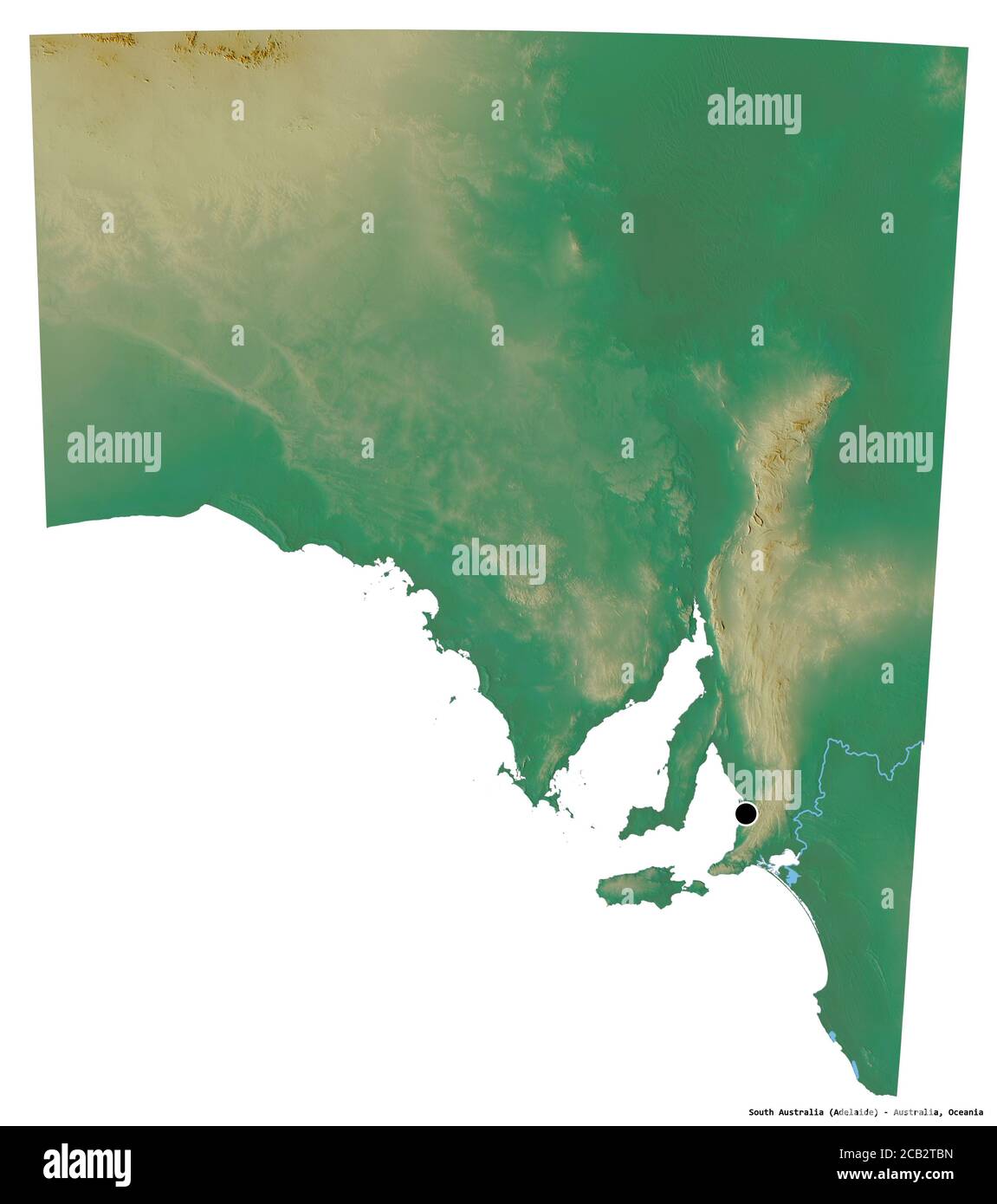 Shape of South Australia, state of Australia, with its capital isolated ...