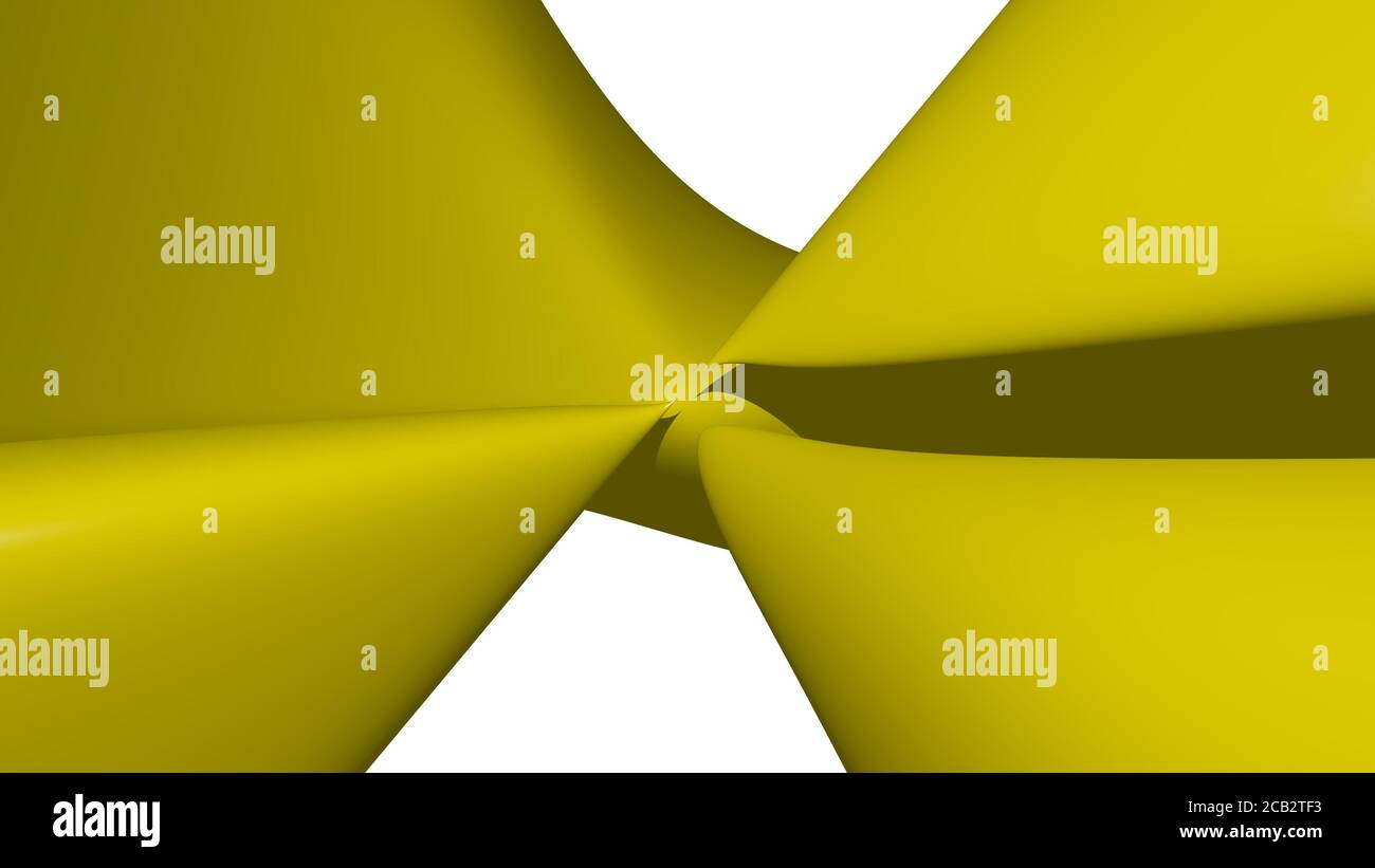 3D illustration of a geometrical shape of gold color on a white ...