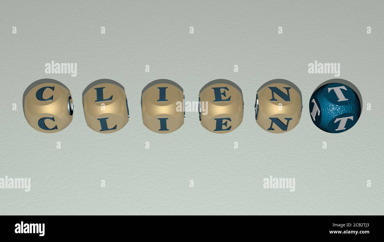 client text of cubic individual letters. 3D illustration. business and ...