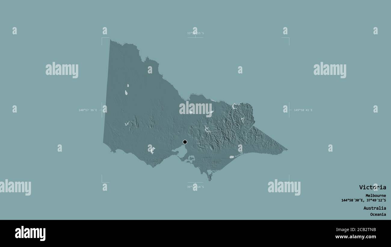 Area of Victoria, state of Australia, isolated on a solid background in ...