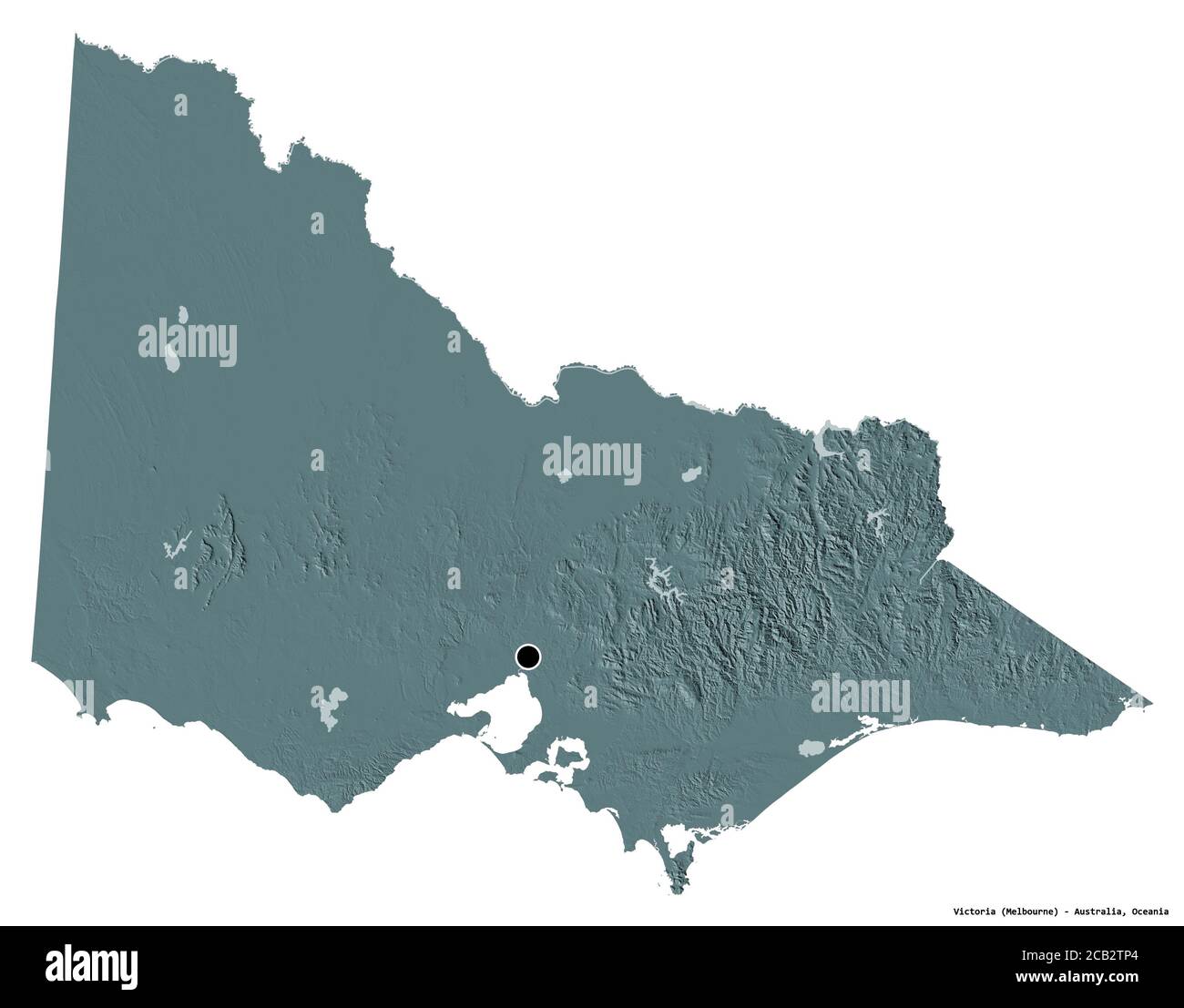 Shape of Victoria, state of Australia, with its capital isolated on ...