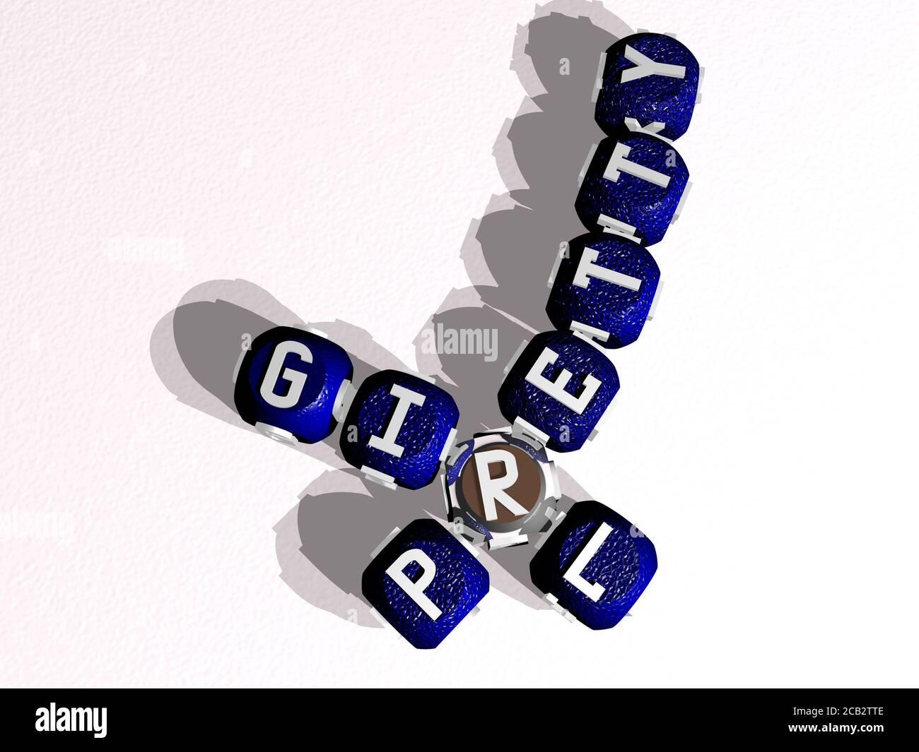 PRETTY GIRL crossword of curved text made of individual letters. 3D ...